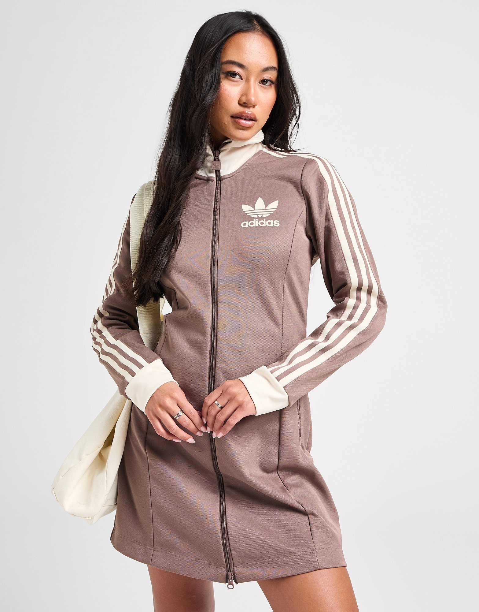 Brown adidas Originals Classic Full Zip Dress - JD Sports Ireland