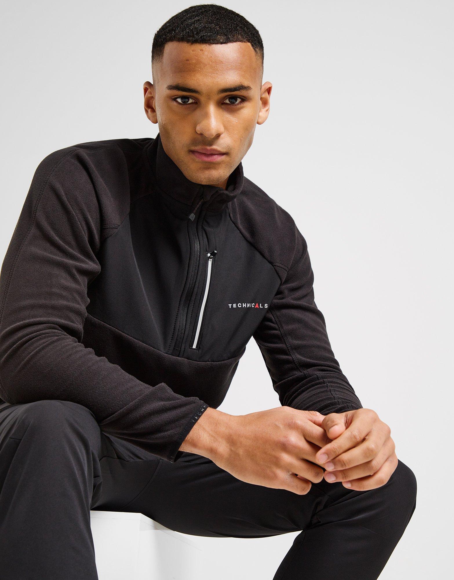 Zwart Technicals Anker Polar Fleece 1/4 Zip Top - JD Sports Nederland