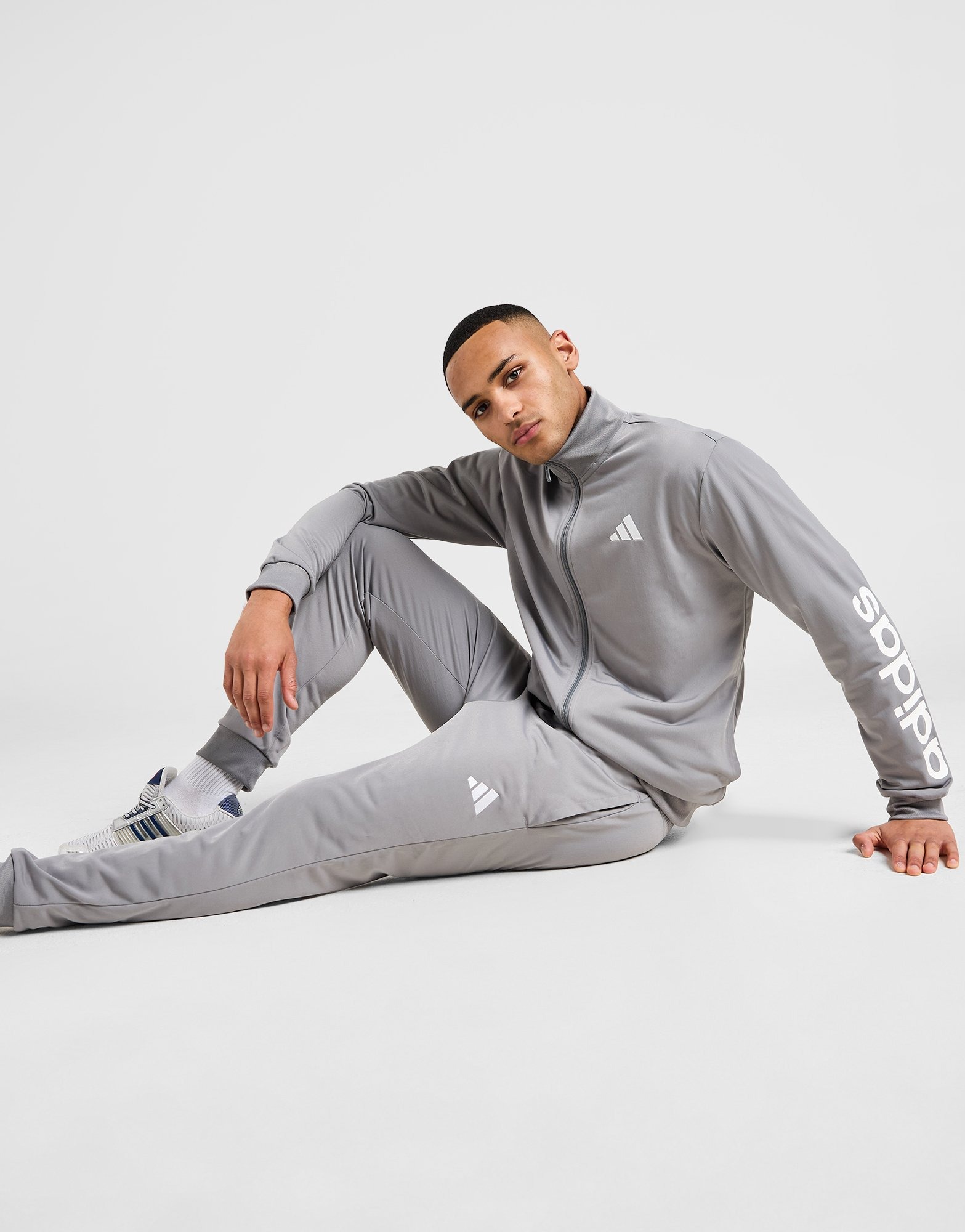Grey Adidas Poly Linear Tracksuit Jd Sports Nz