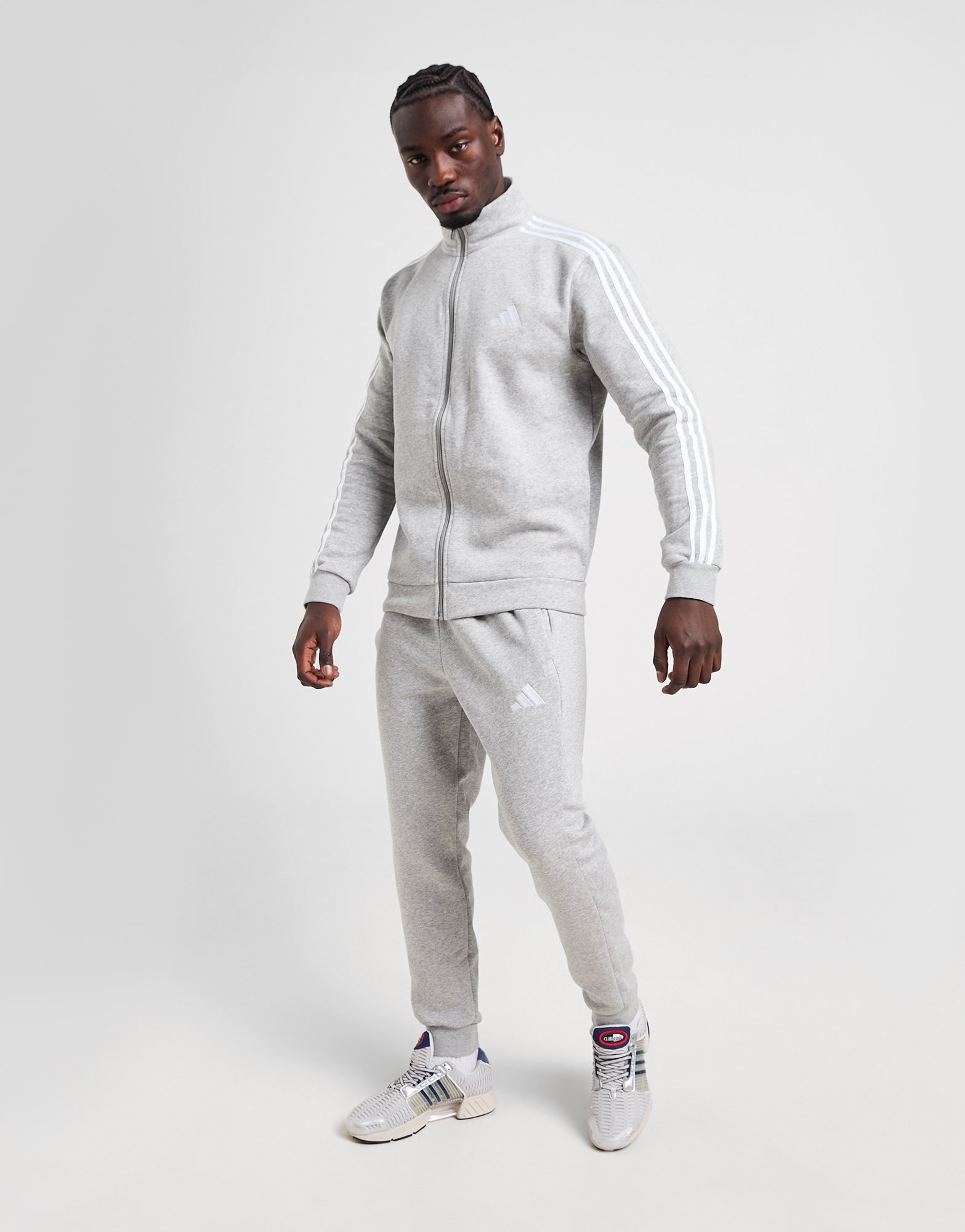 Grey Adidas Fleece 3 Stripes Tracksuit Jd Sports Ireland
