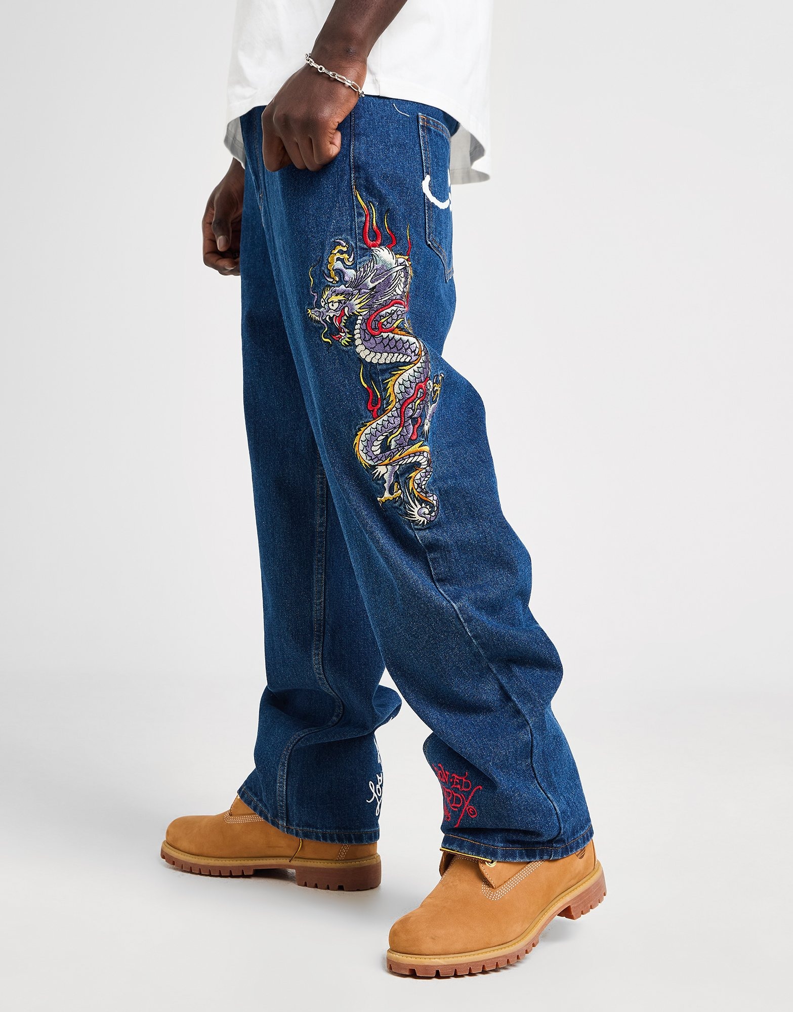 Blue Ed Hardy Dragon Baggy Jeans | JD Sports UK