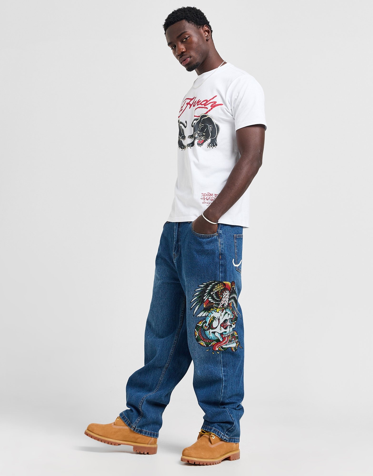 Ed Hardy Vaqueros Skull Snake Eagle Diamante en Azul | JD Sports España