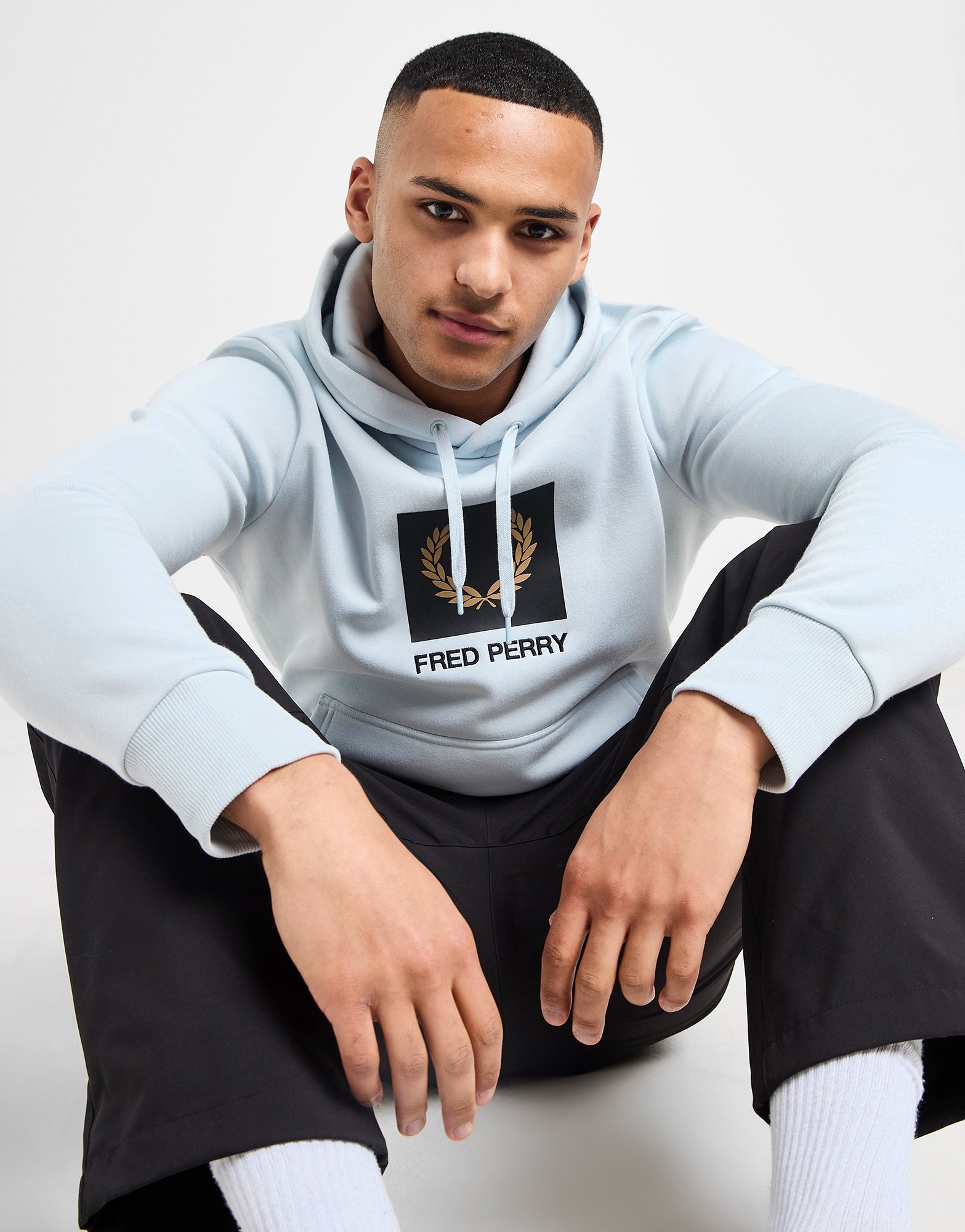 Blue Fred Perry Logo Overhead Hoodie - JD Sports