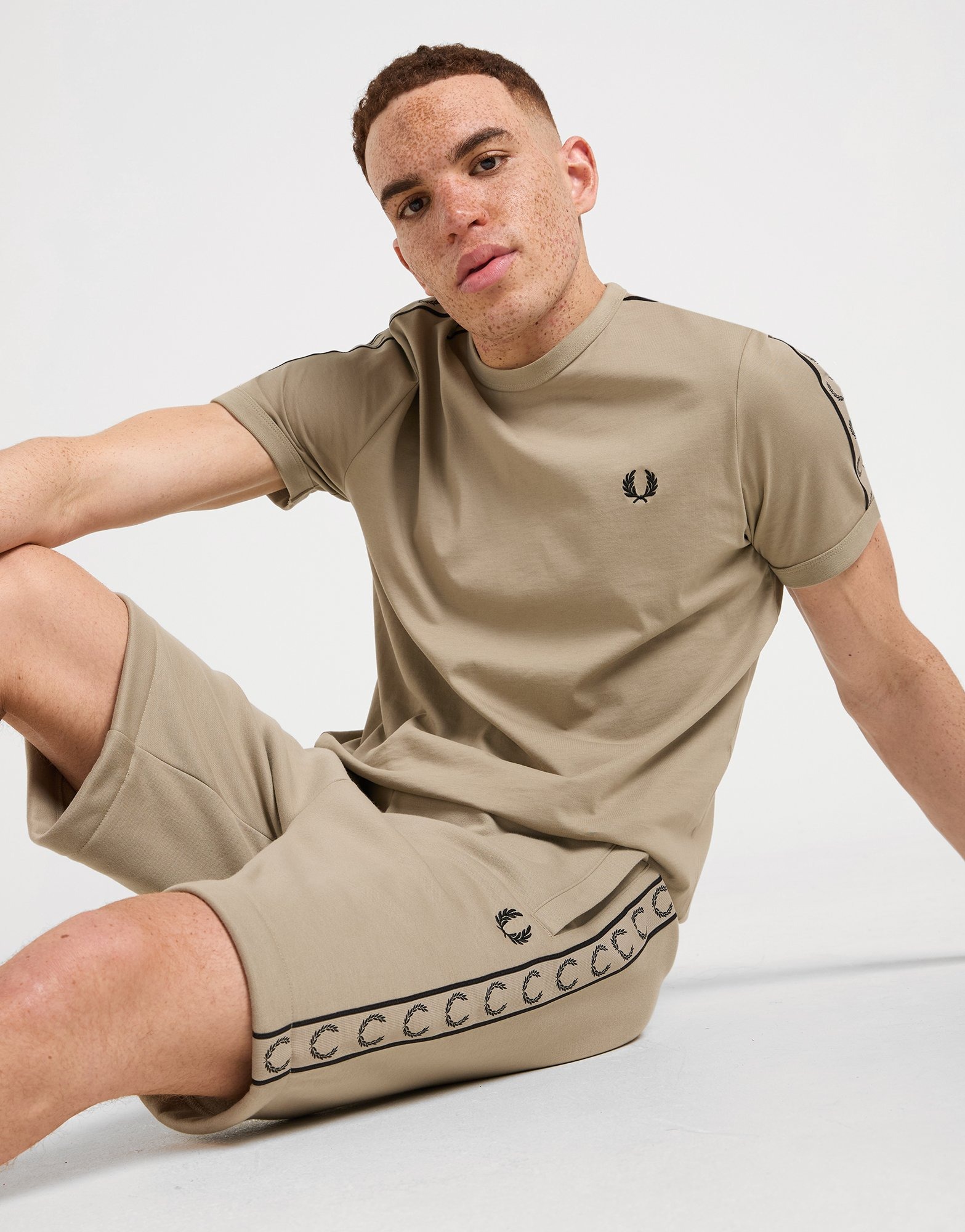 Brown Fred Perry Tape Ringer T-Shirt - JD Sports Australia