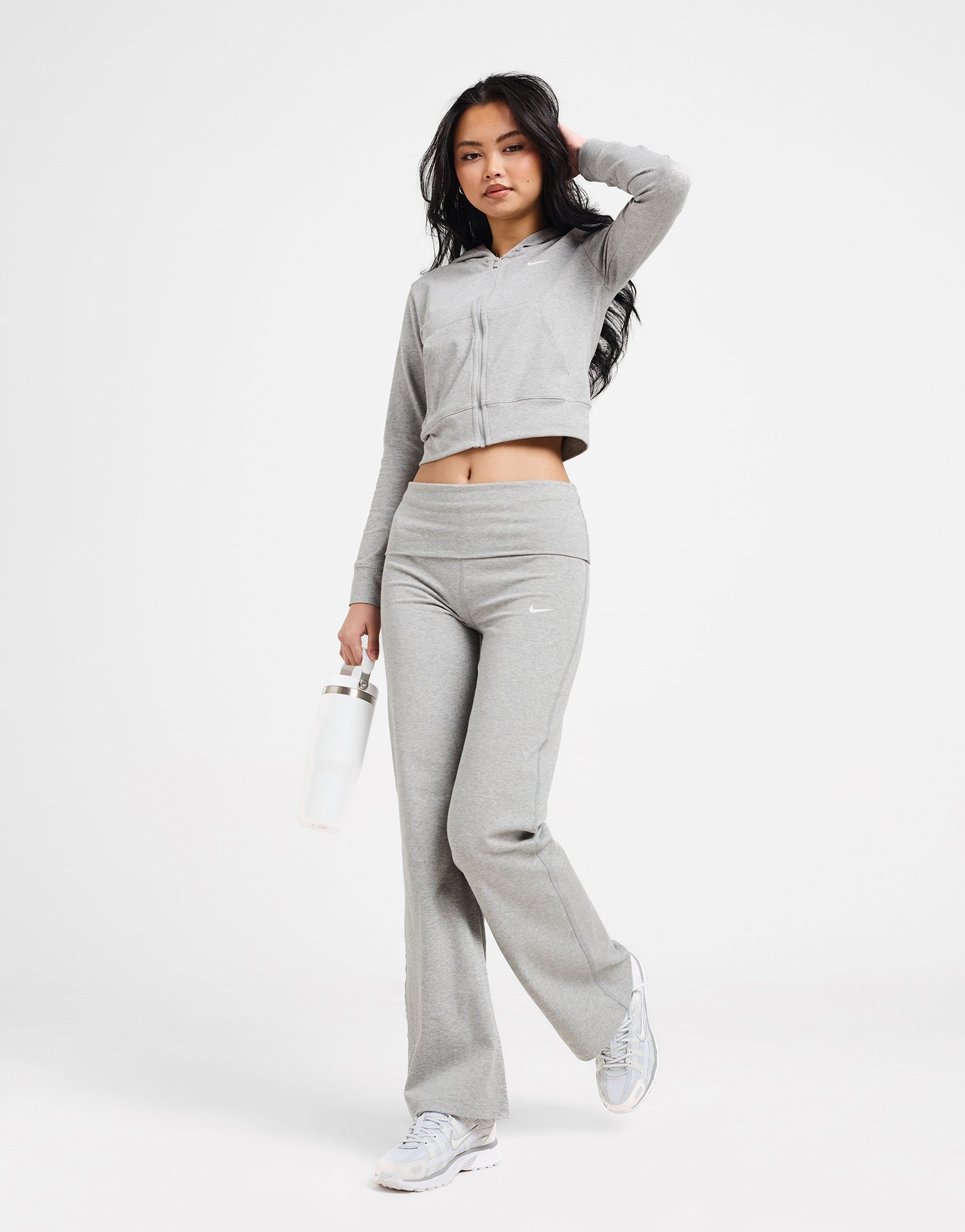 Grey Nike Essential Foldover Flare Pants - JD Sports Global