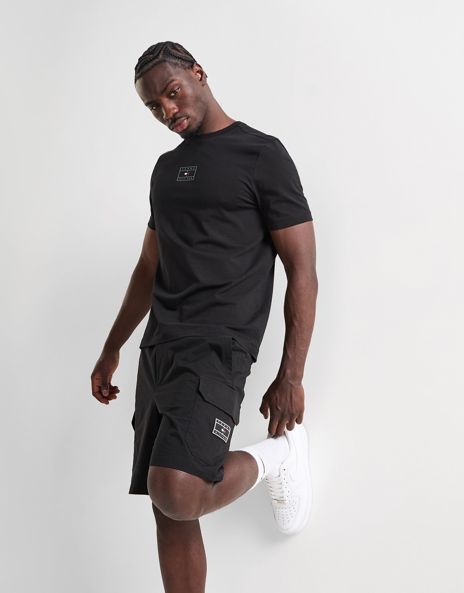 Black Tommy Hilfiger Tech Cargo Shorts - JD Sports Global