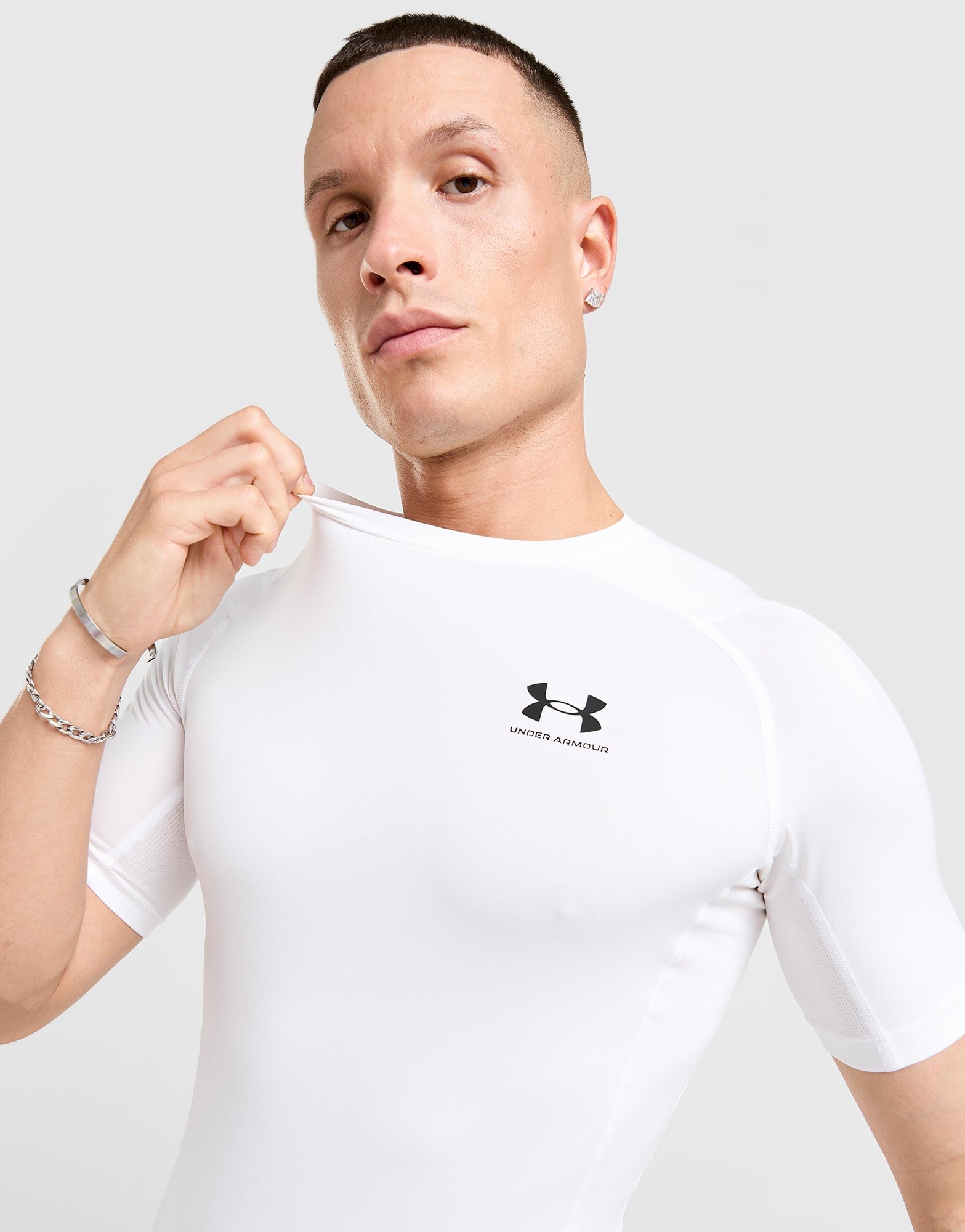 White Under Armour Heatgear Short Sleeve Compression T-shirt - JD ...