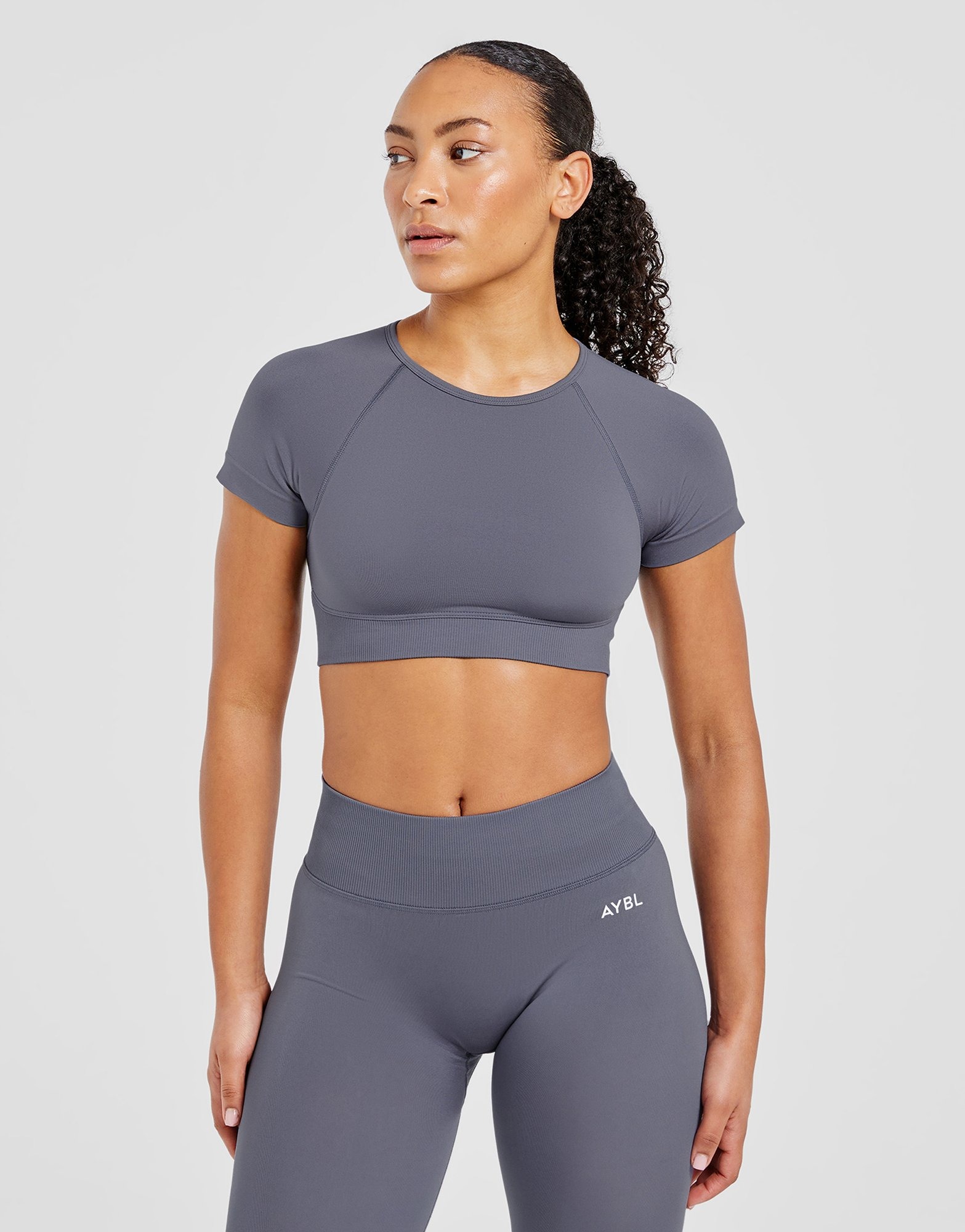 Grey AYBL Adapt Seamless Short Sleeve Crop Top - JD Sports