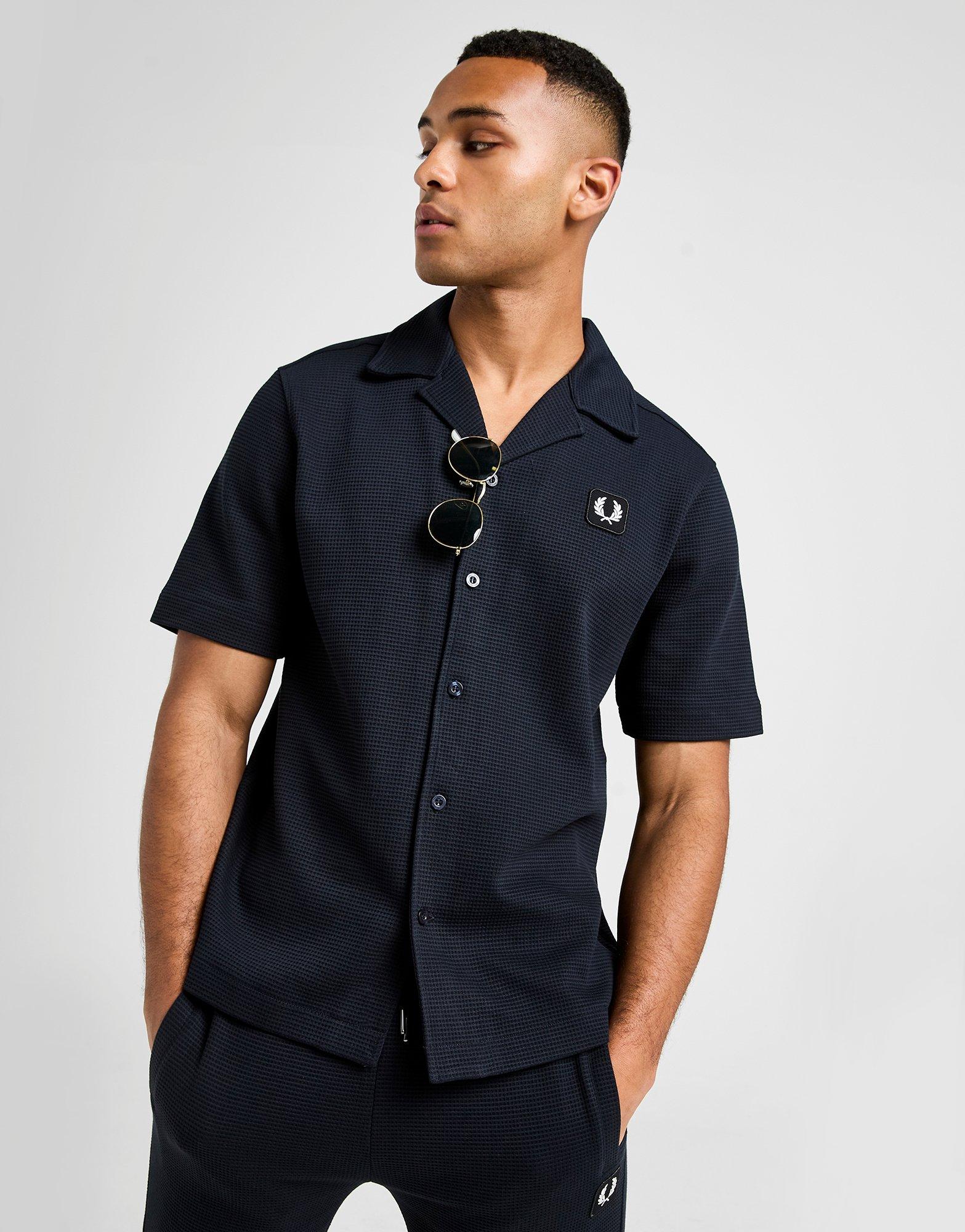 Blue Fred Perry Waffle Shirt - JD Sports NZ