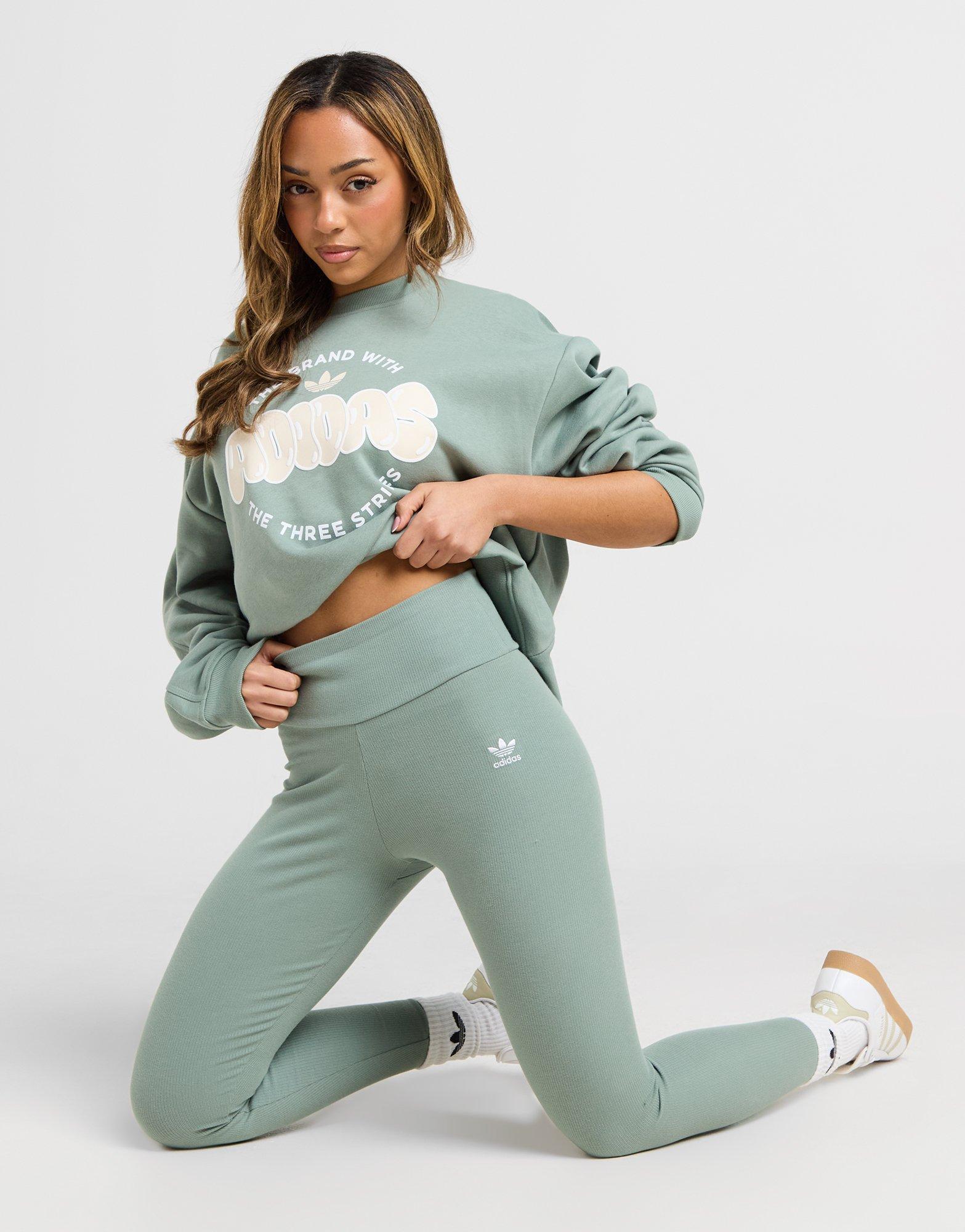 Green adidas Ribbed Leggings - JD Sports