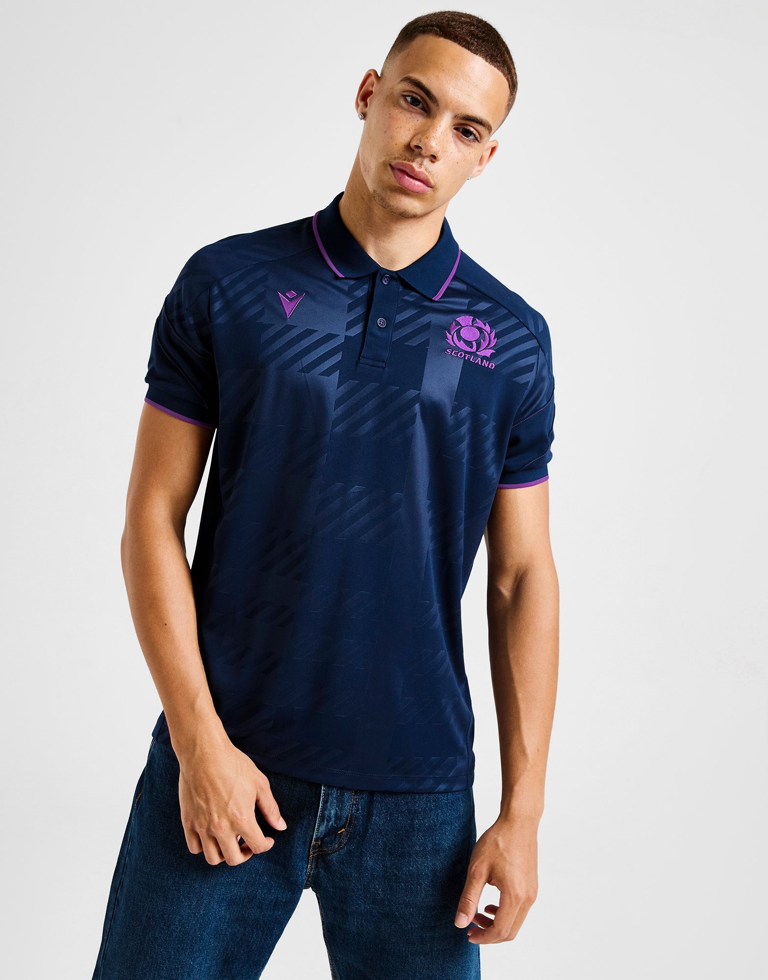 Blue Macron Scotland Rugby Travel Polo Shirt - JD Sports Ireland