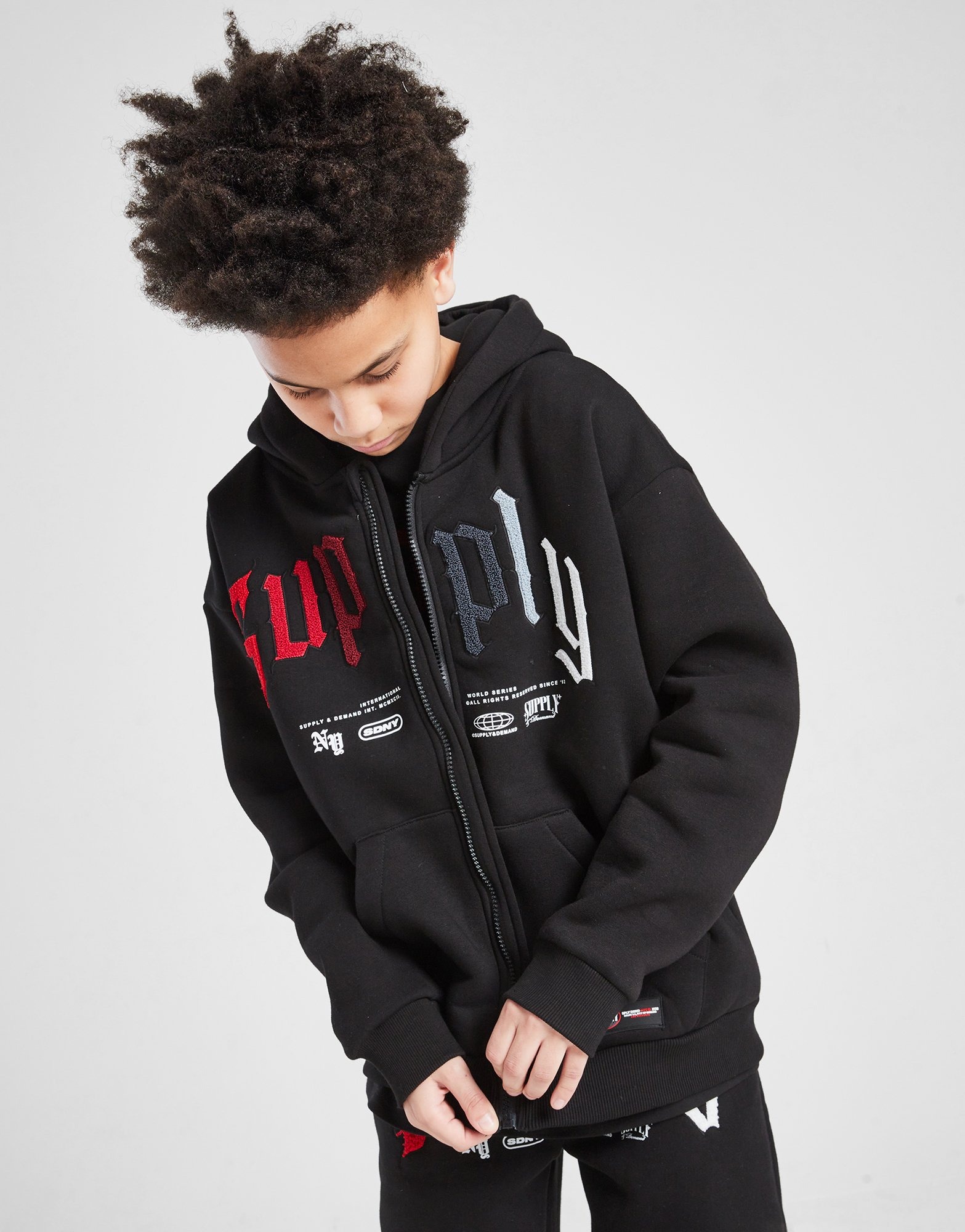 Black Supply & Demand Bianco Full Zip Hoodie Junior - JD Sports