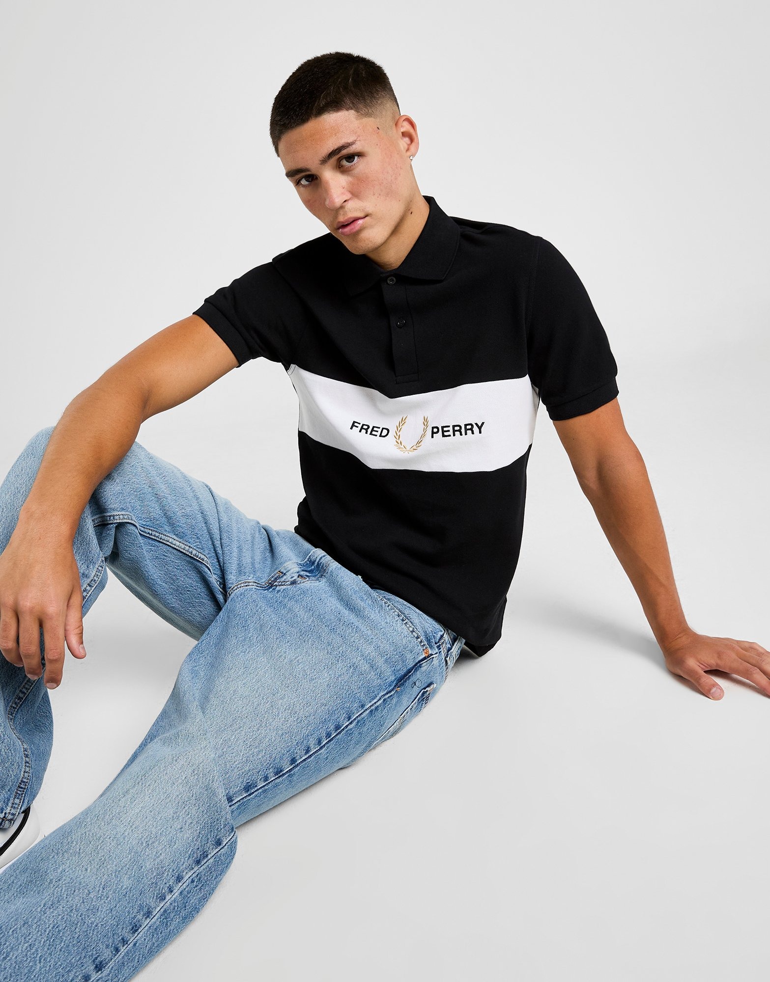 Black Fred Perry Cut & Sew Polo Shirt - JD Sports België
