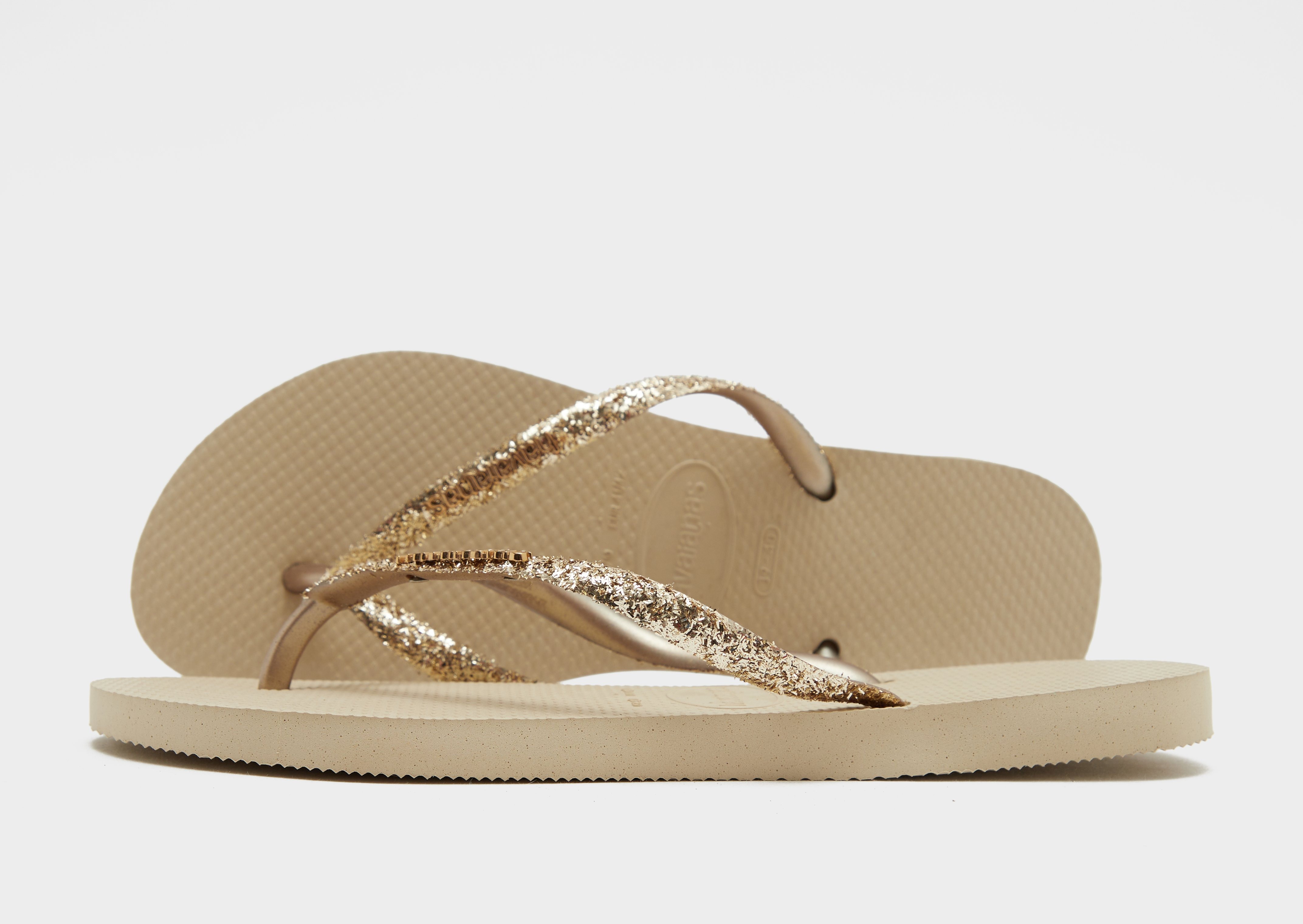 Brown Havaianas Slim Glitter Flip Flops Women's - JD Sports Global