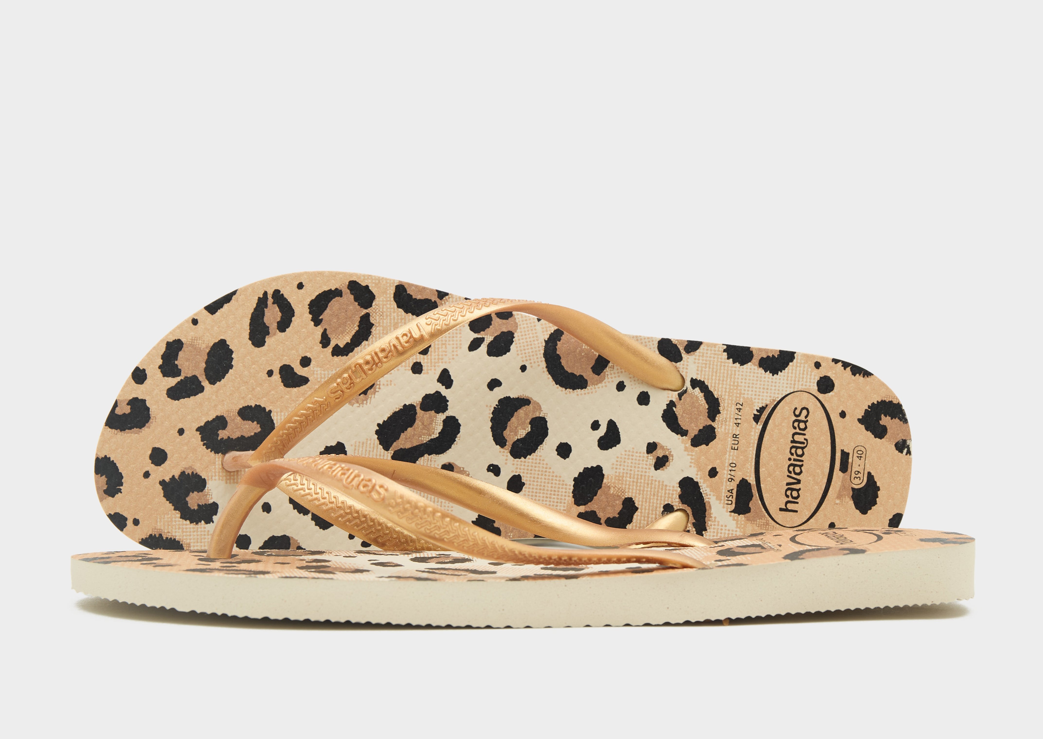 Brown Havaianas Slim Animal Print Flip Flops Women's | JD Sports UK