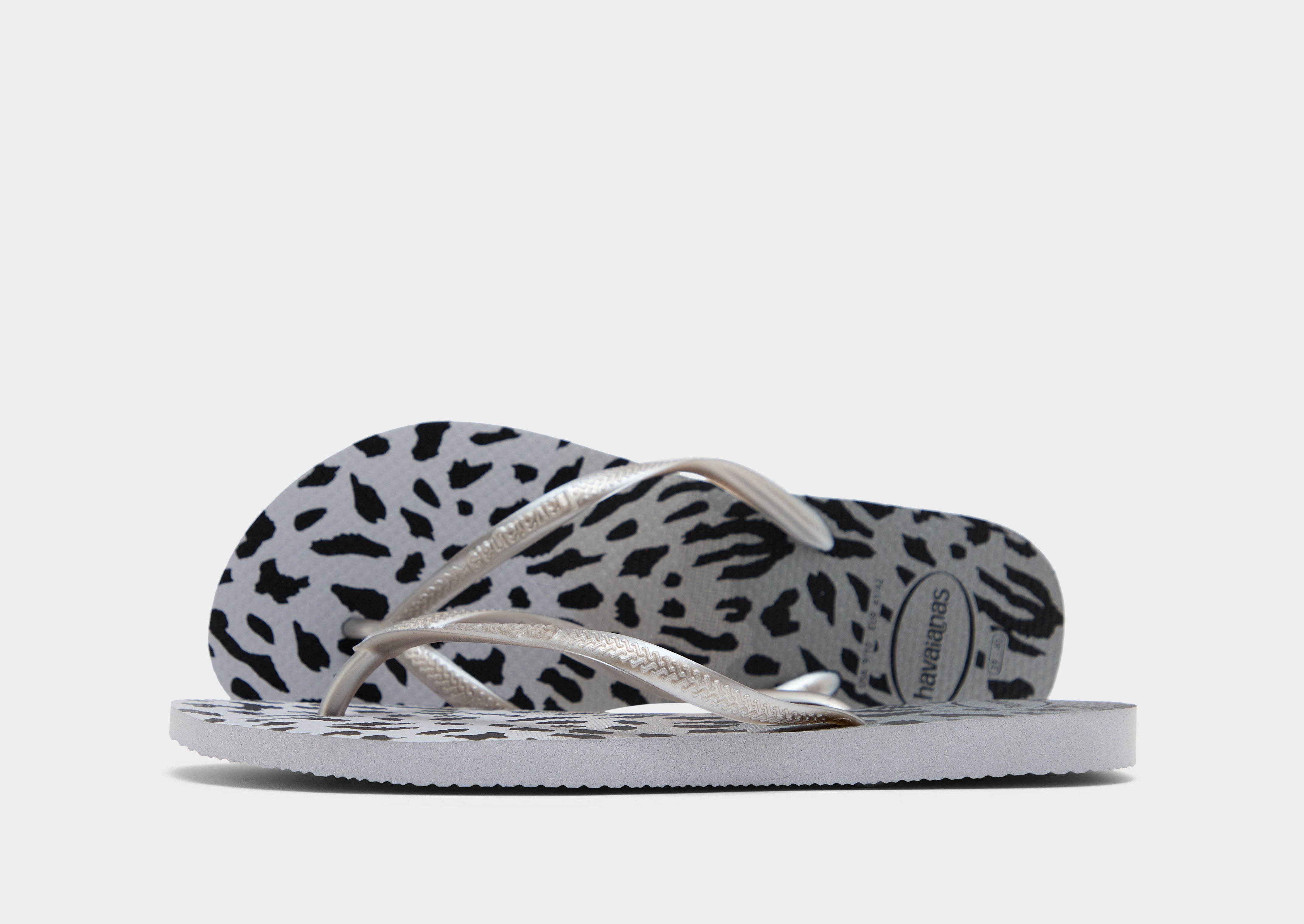 Grey Havaianas Slim Animal Print Flip Flops Women's - JD Sports Ireland