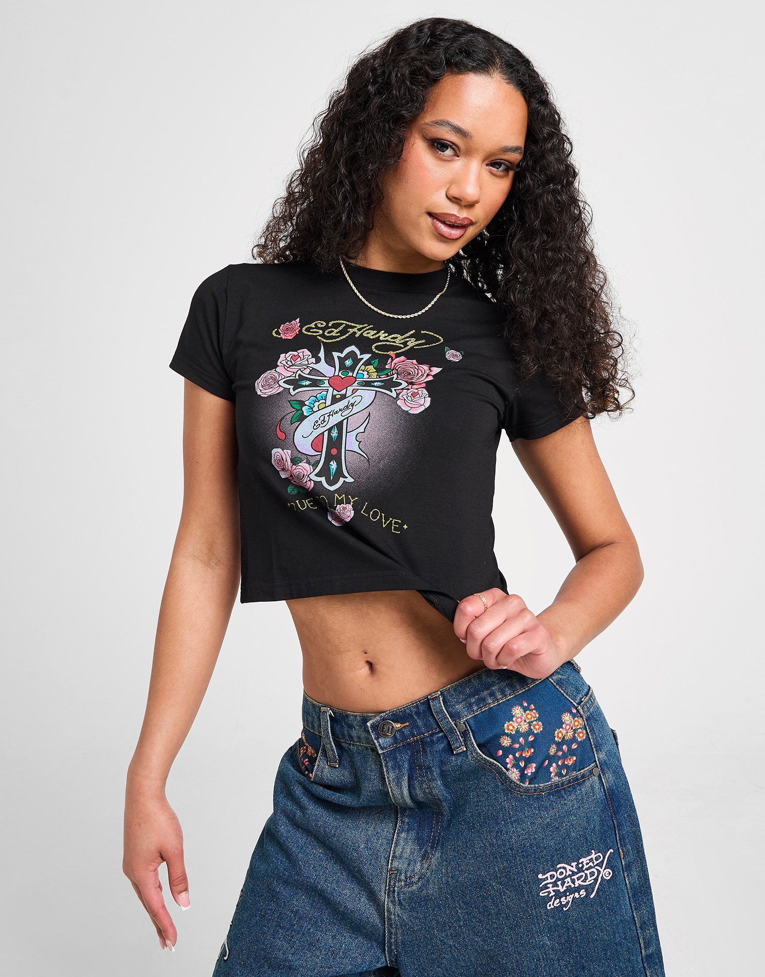 Ed Hardy T-shirt Cross Diamante Bébé Noir- JD Sports France