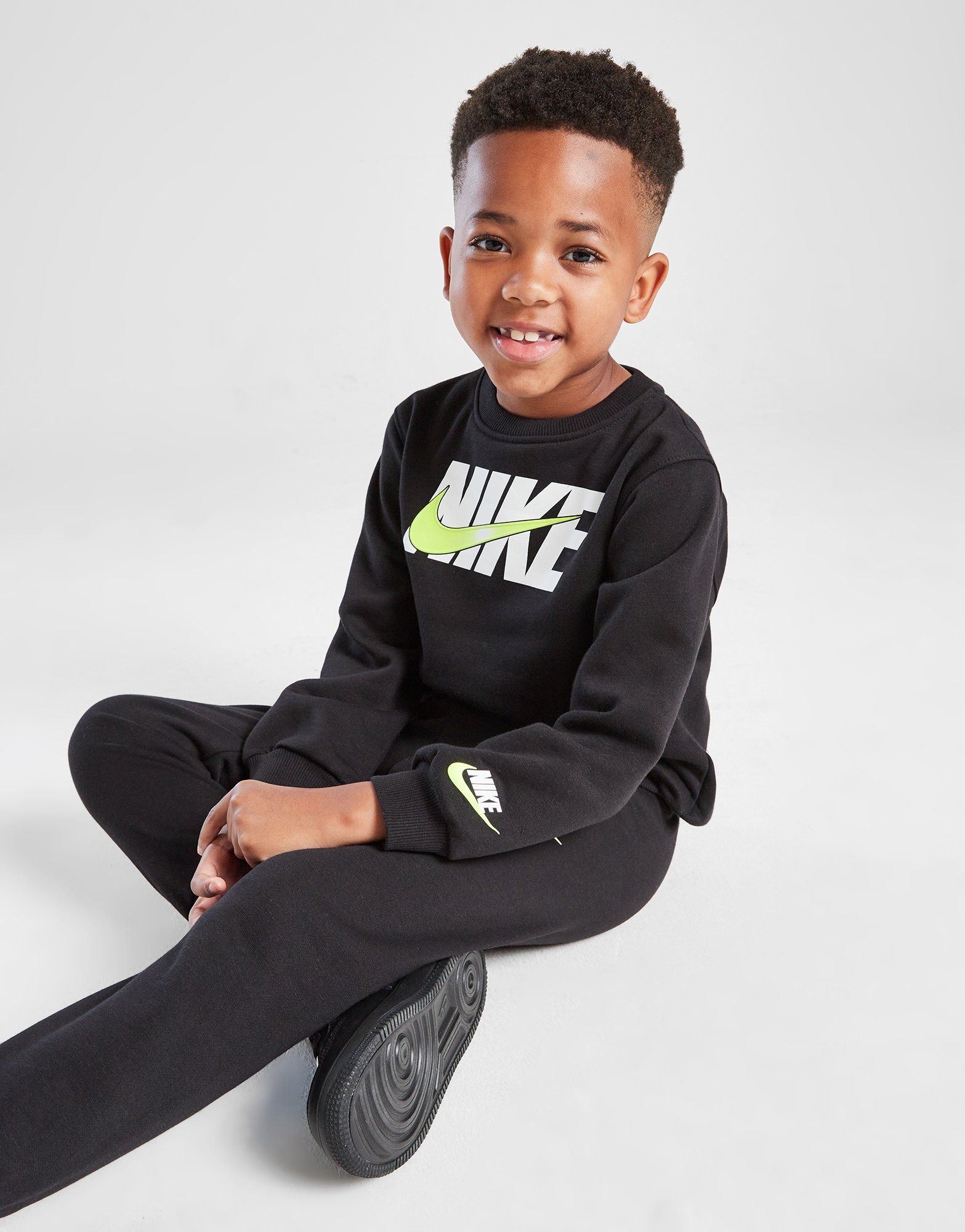Black Nike Swoosh Fade Crew Tracksuit Children - JD Sports NZ