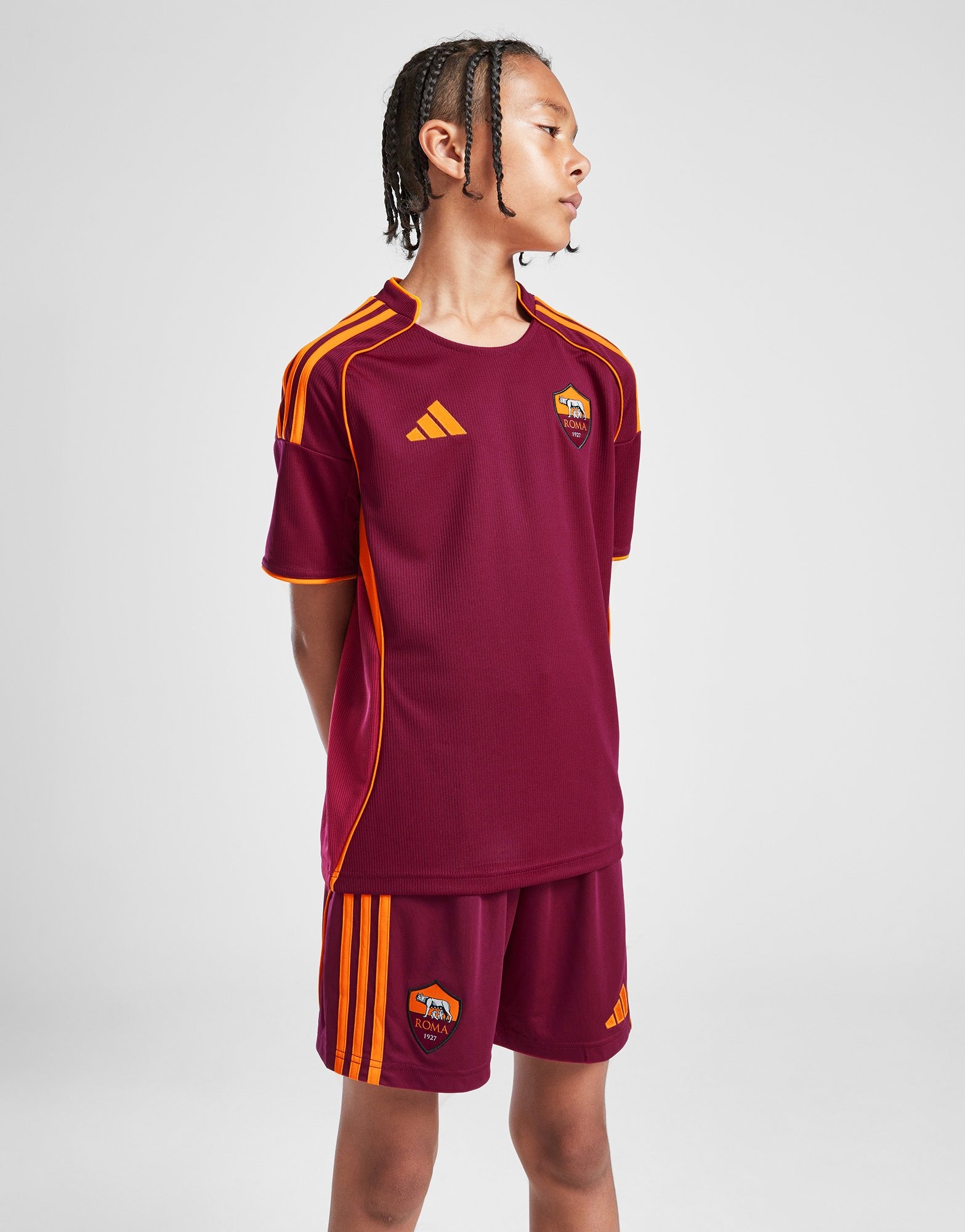 Red adidas AS Roma 2025/26 Home Shorts Junior | JD Sports UK