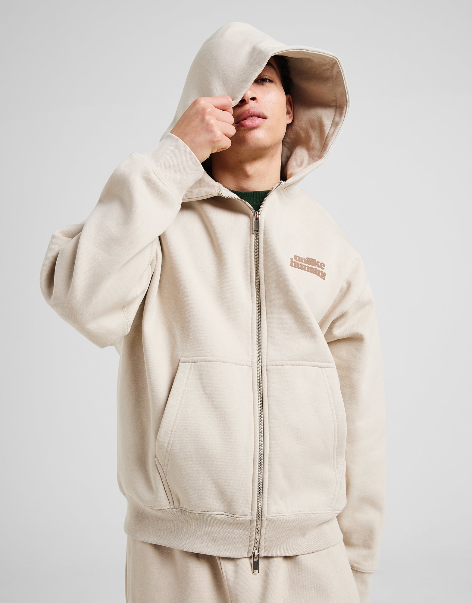 Brown Unlike Humans Bubble Zip Through Hoodie - JD Sports Global
