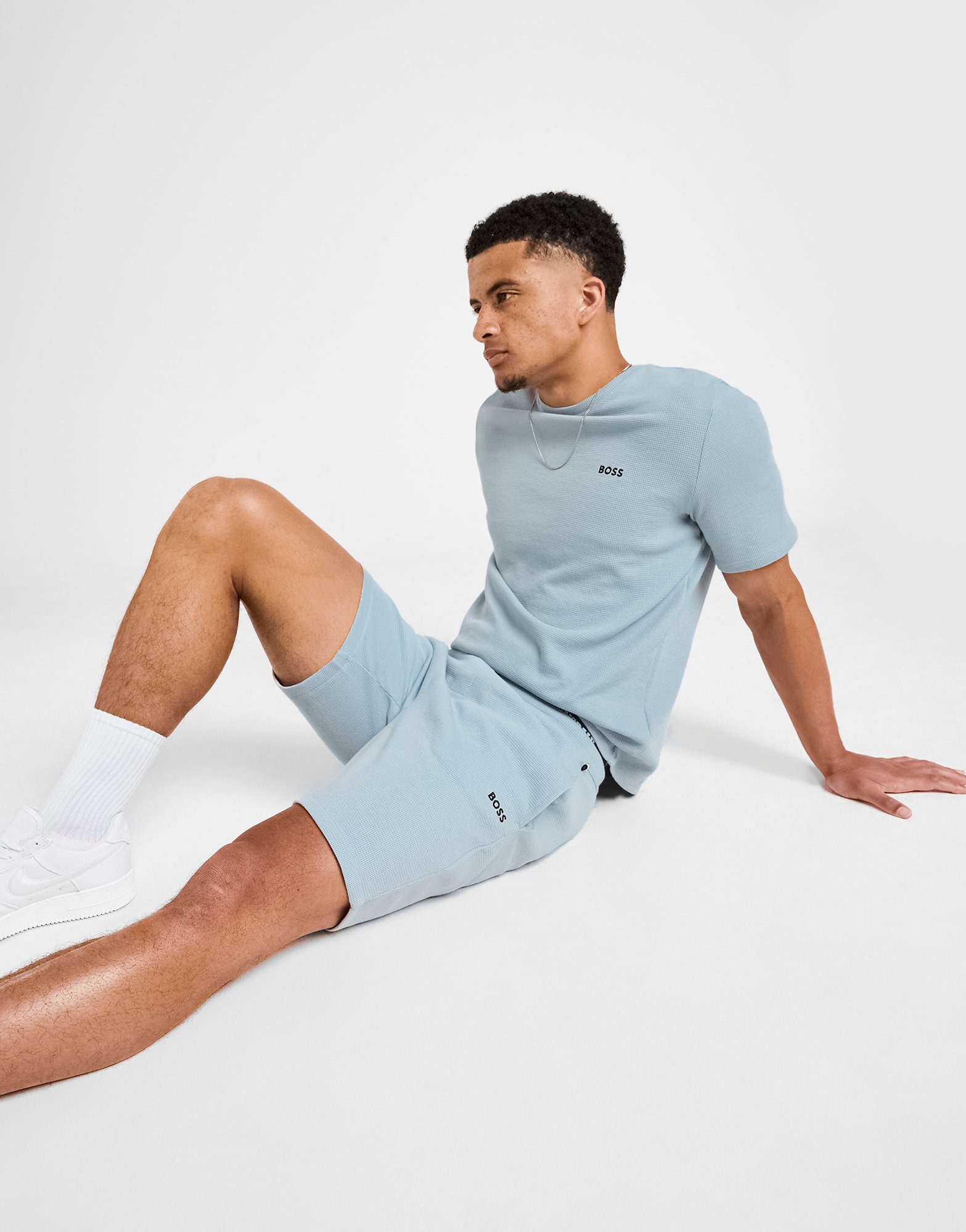 BOSS Short Waffle Bleu- JD Sports France