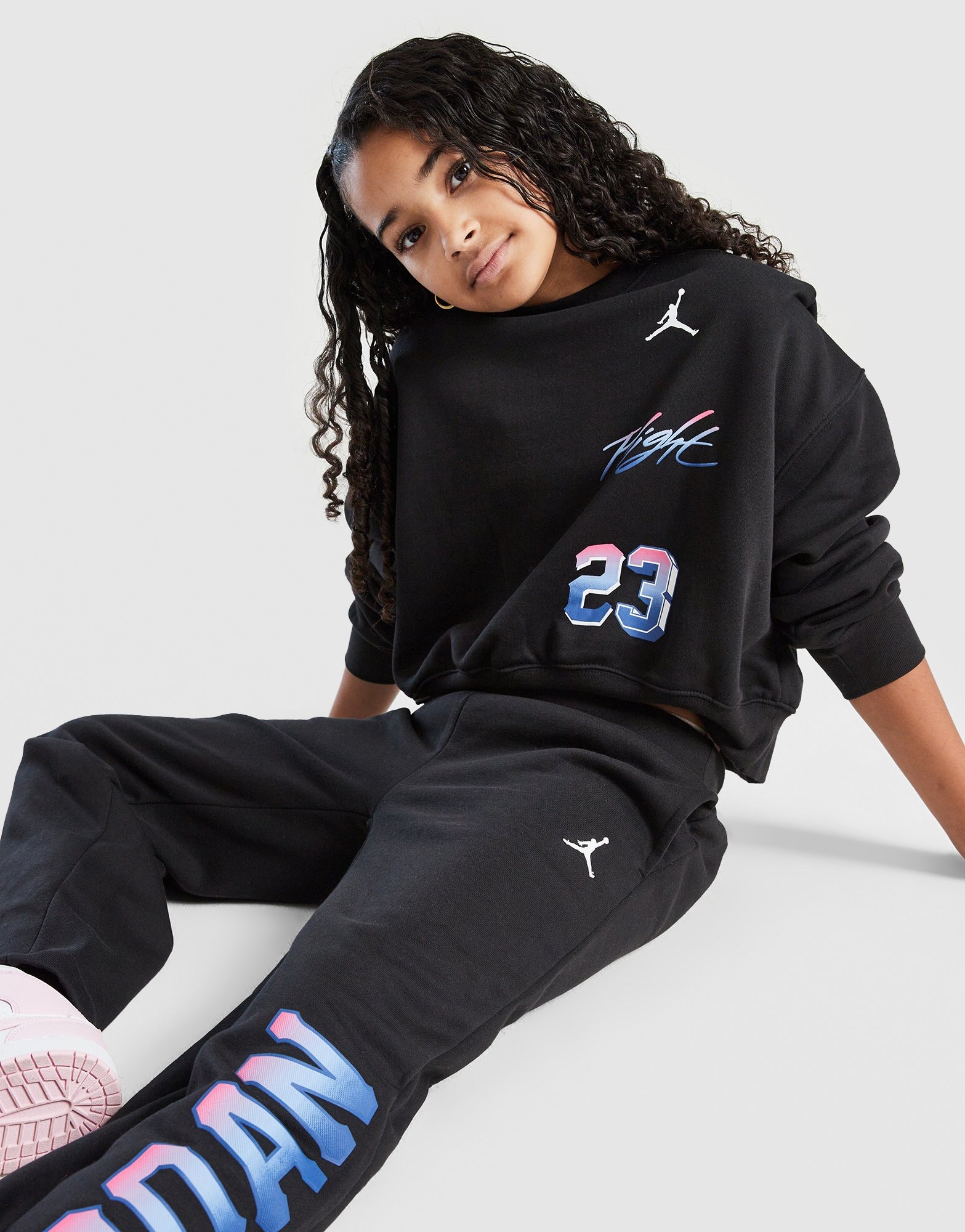 Black Jordan Girls' Fade Back Hit Crew Sweatshirt Junior | JD Sports UK