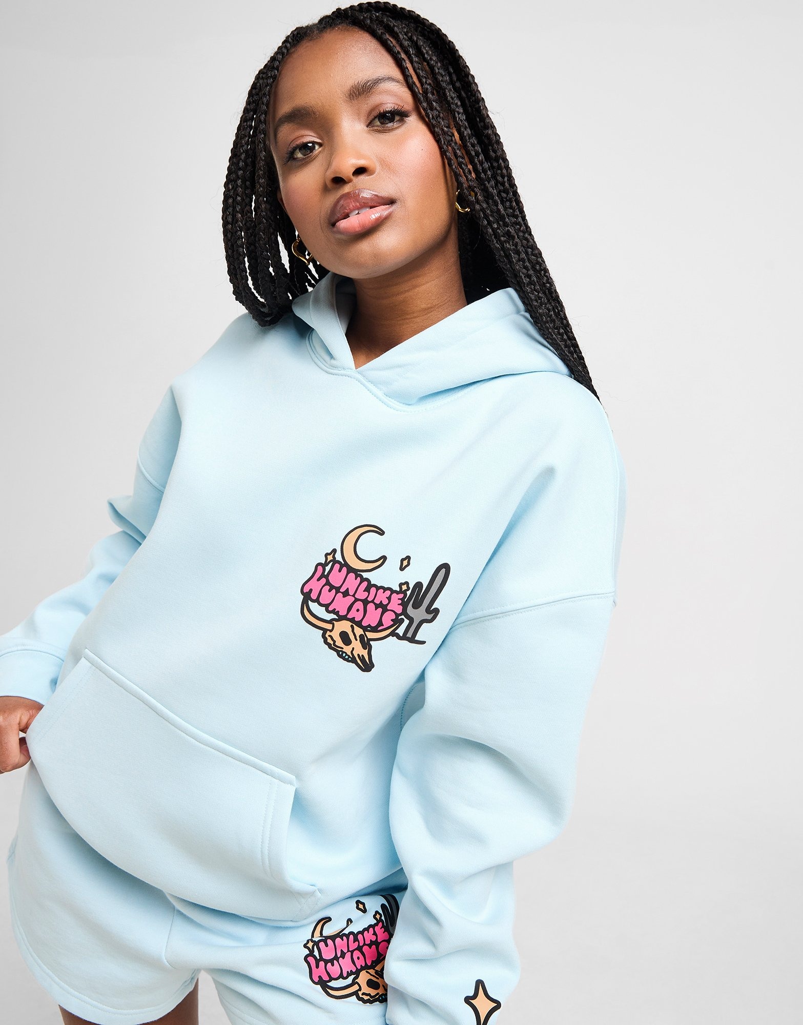 Blue Unlike Humans Cactus Overhead Hoodie | JD Sports UK