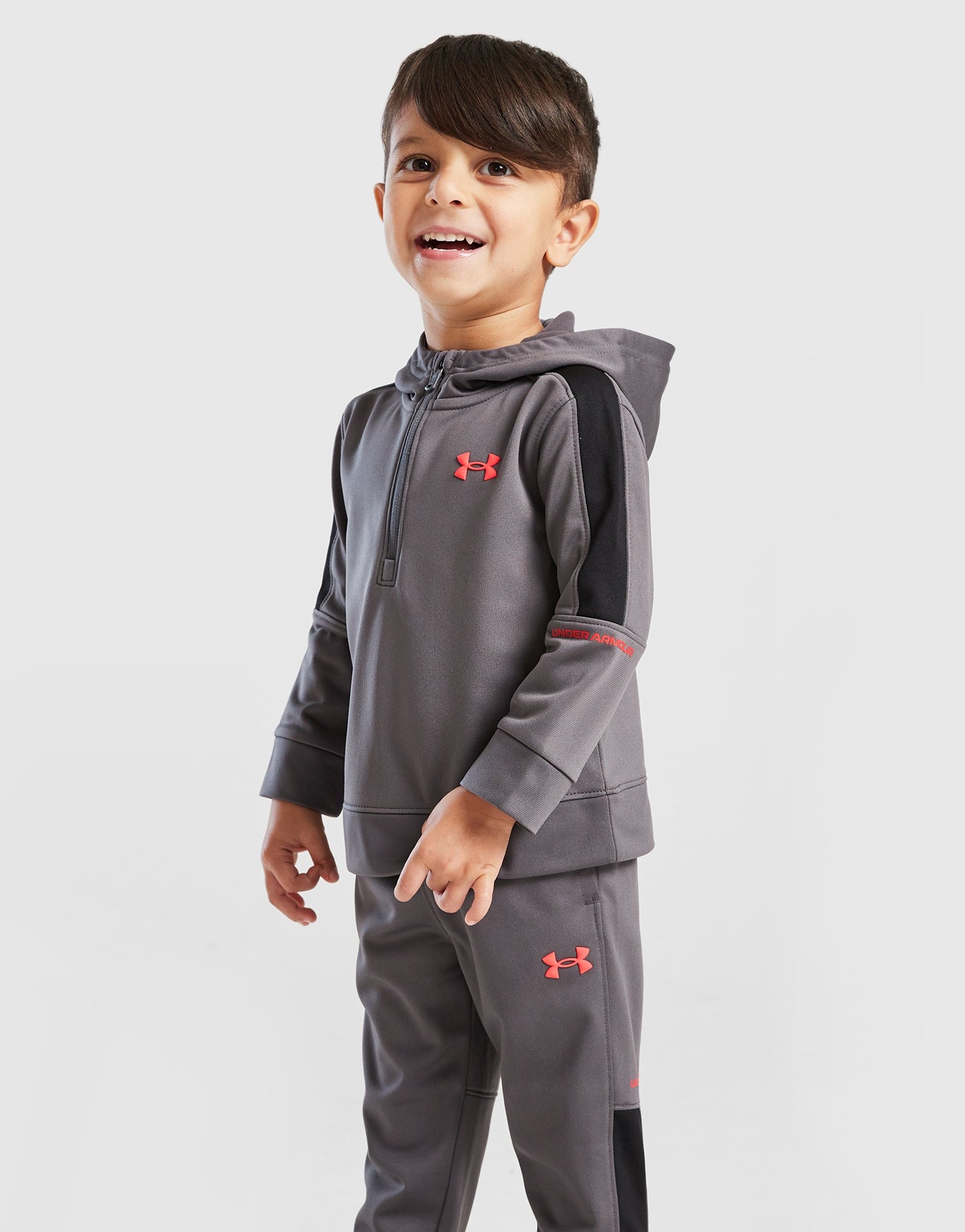 Black Under Armour Poly Colour Block 1/4 Zip Tracksuit Infant - JD ...