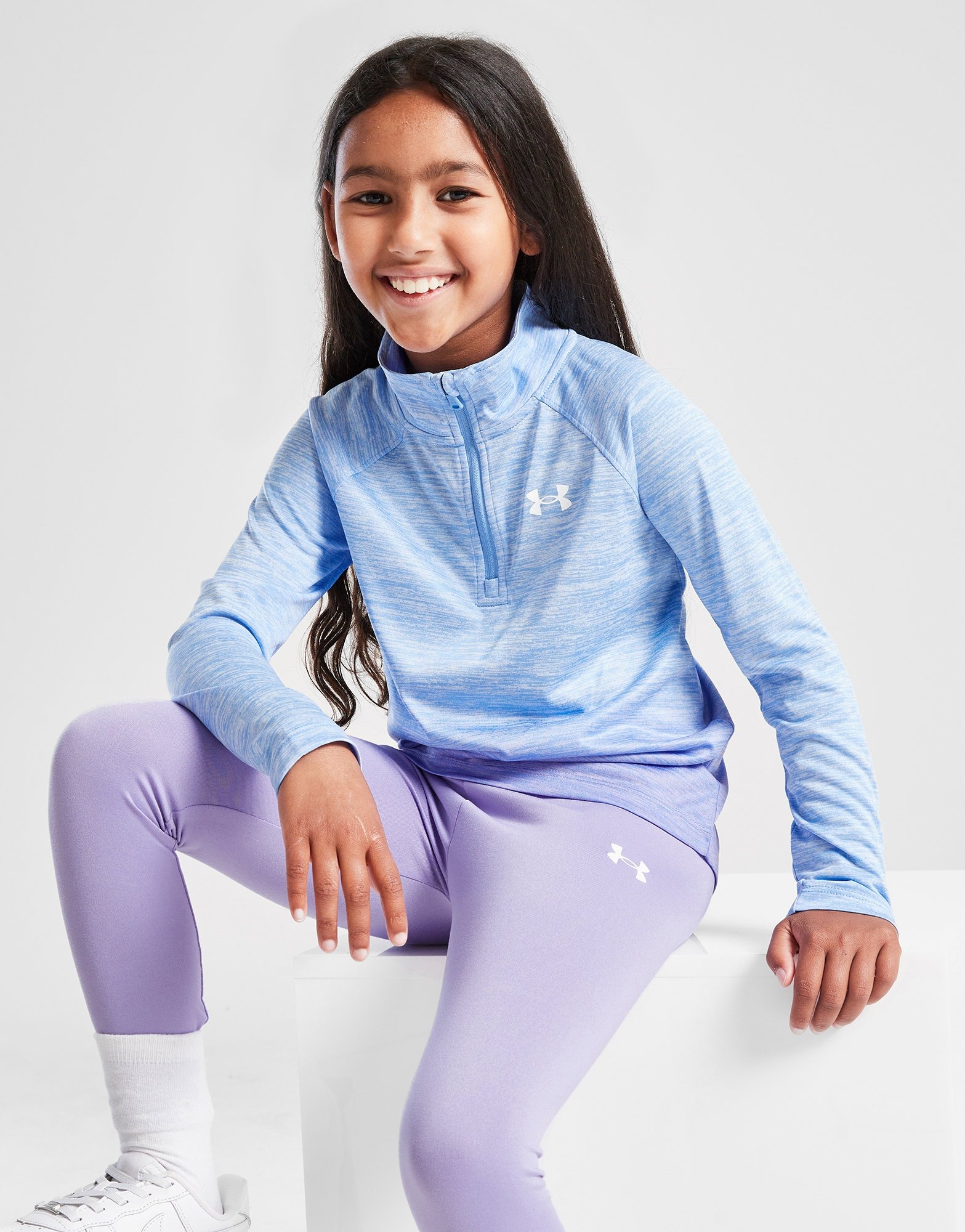 Purple Under Armour Girls' Fade 1/4 Zip Top/Leggings Set Children - JD ...