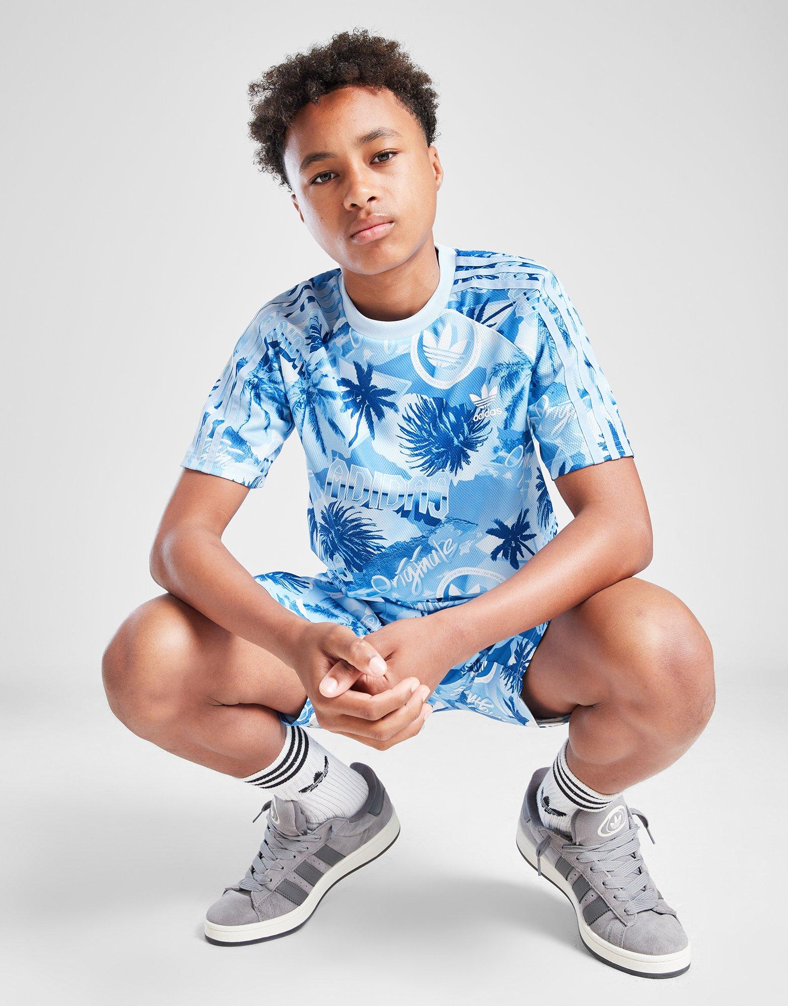 Blue adidas Originals Palm All Over Print T-Shirt Junior - JD Sports ...