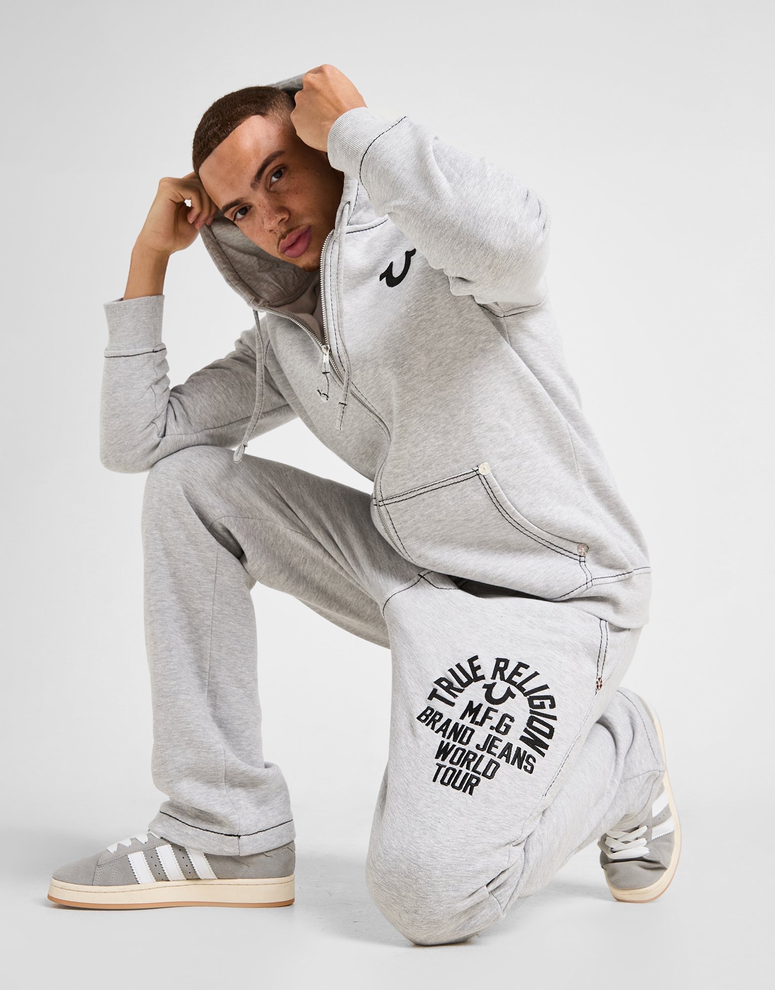 Grey True Religion MFG Hoodie - JD Sports Australia