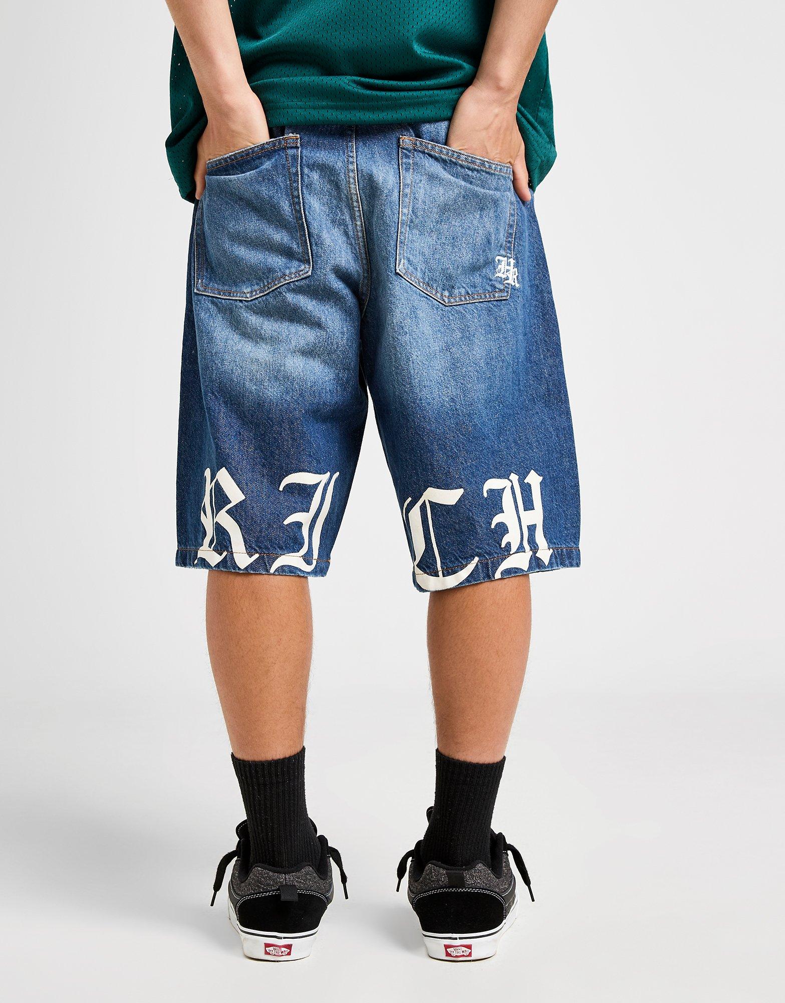 Blue Hoodrich Hem Print Denim Shorts | JD Sports UK