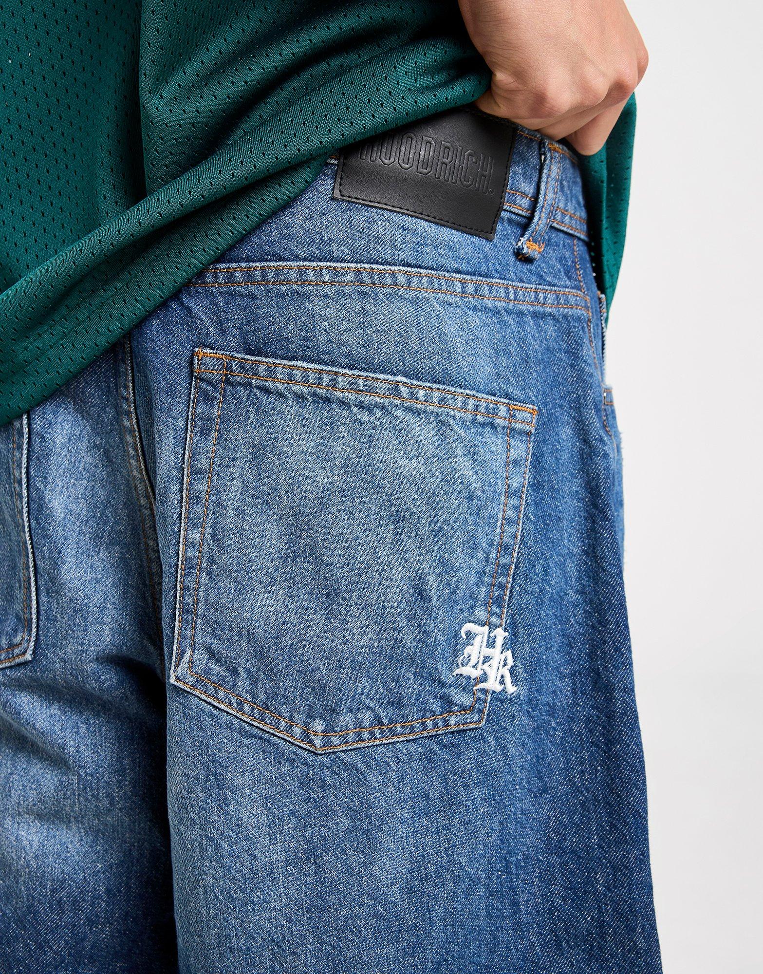 Blue Hoodrich Hem Print Denim Shorts | JD Sports UK