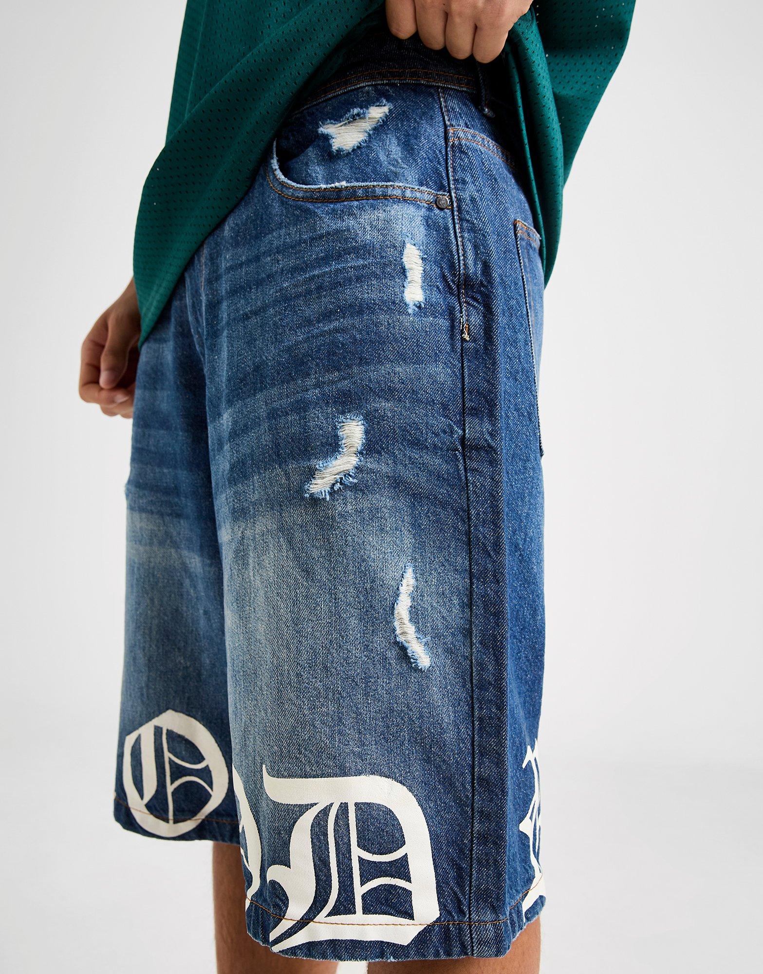 Blue Hoodrich Hem Print Denim Shorts | JD Sports UK