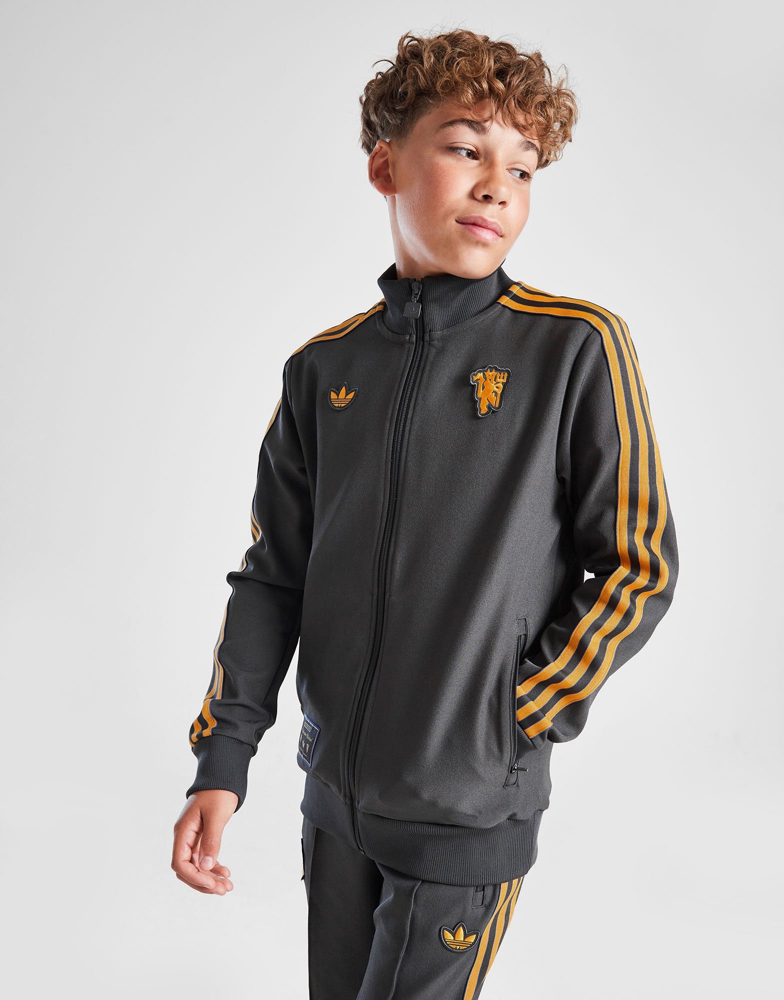Black adidas Originals Manchester United FC Icon Track Top Junior | JD ...