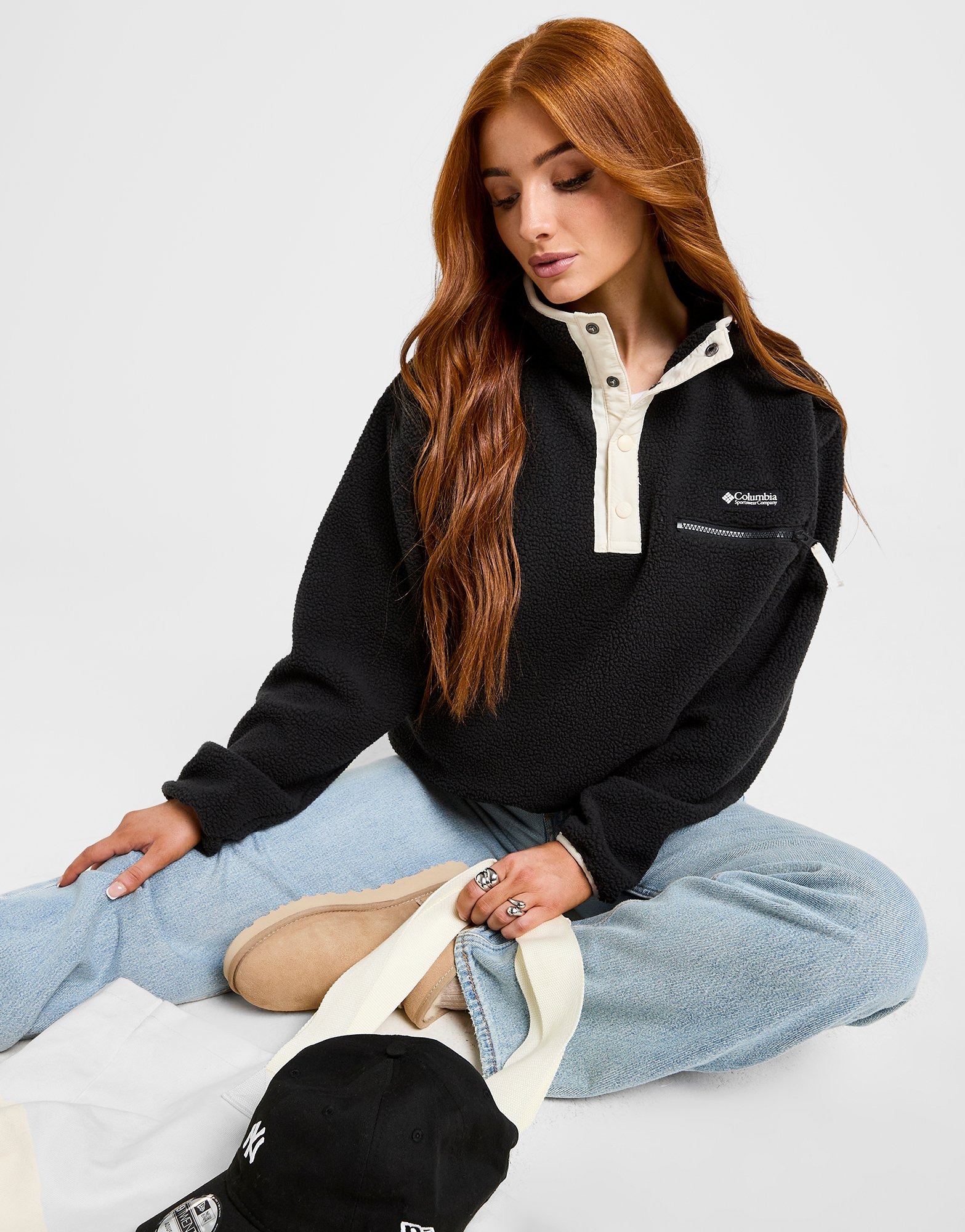 Black Columbia Helvetia Oversized Fleece Top - JD Sports Global