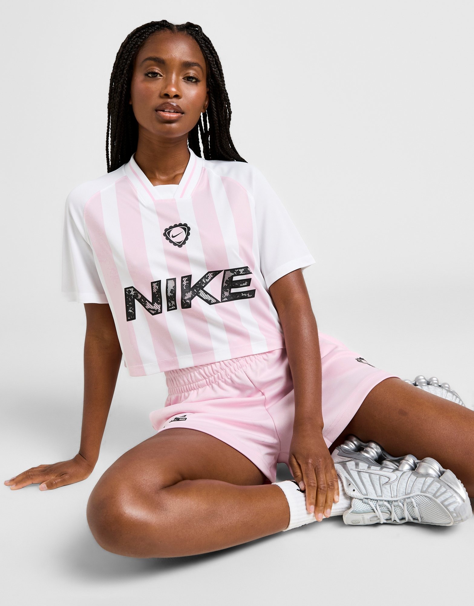 Pink Nike Stripe Crop Football Shirt - JD Sports NZ