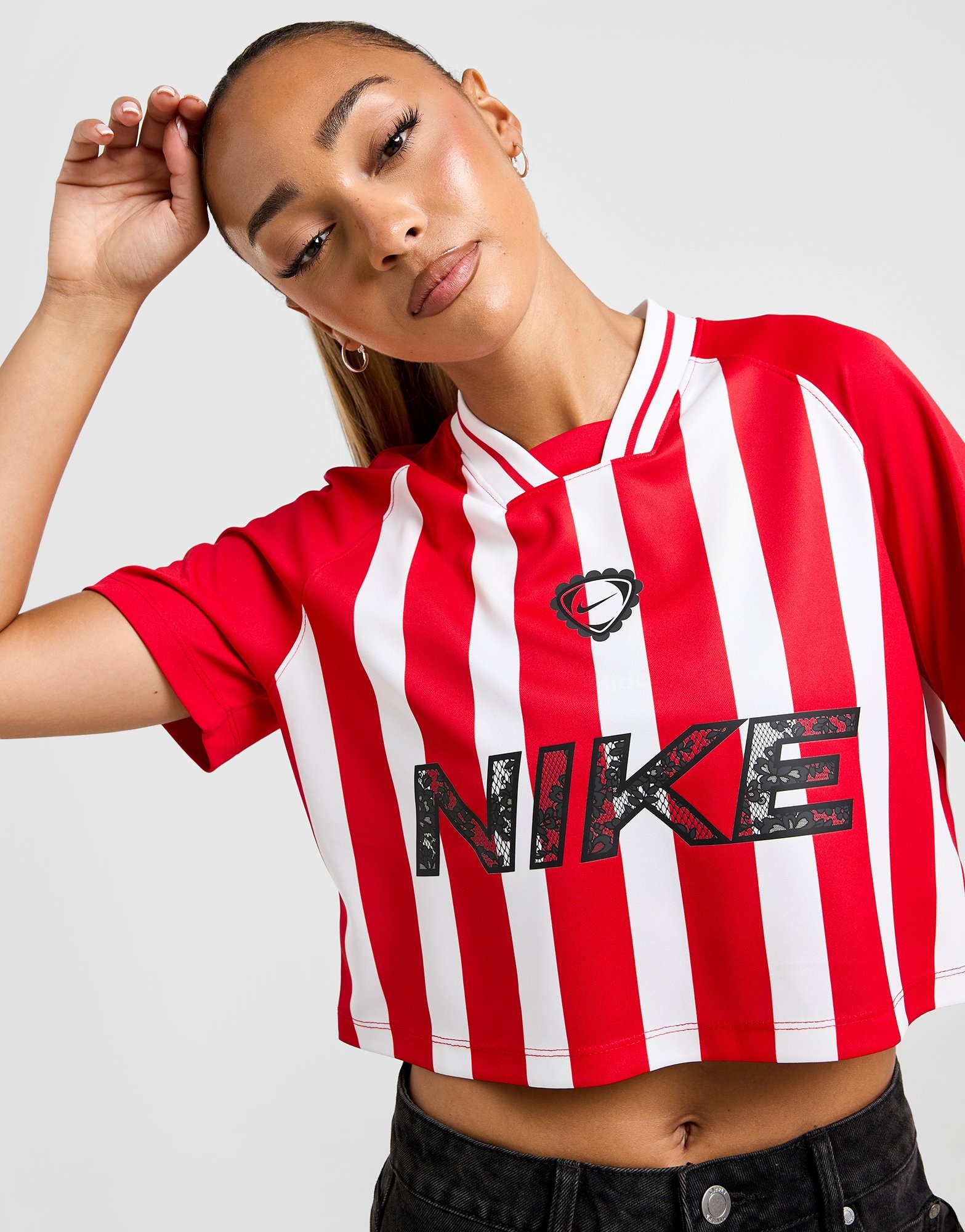 Red Nike Stripe Crop Football Shirt - JD Sports Global