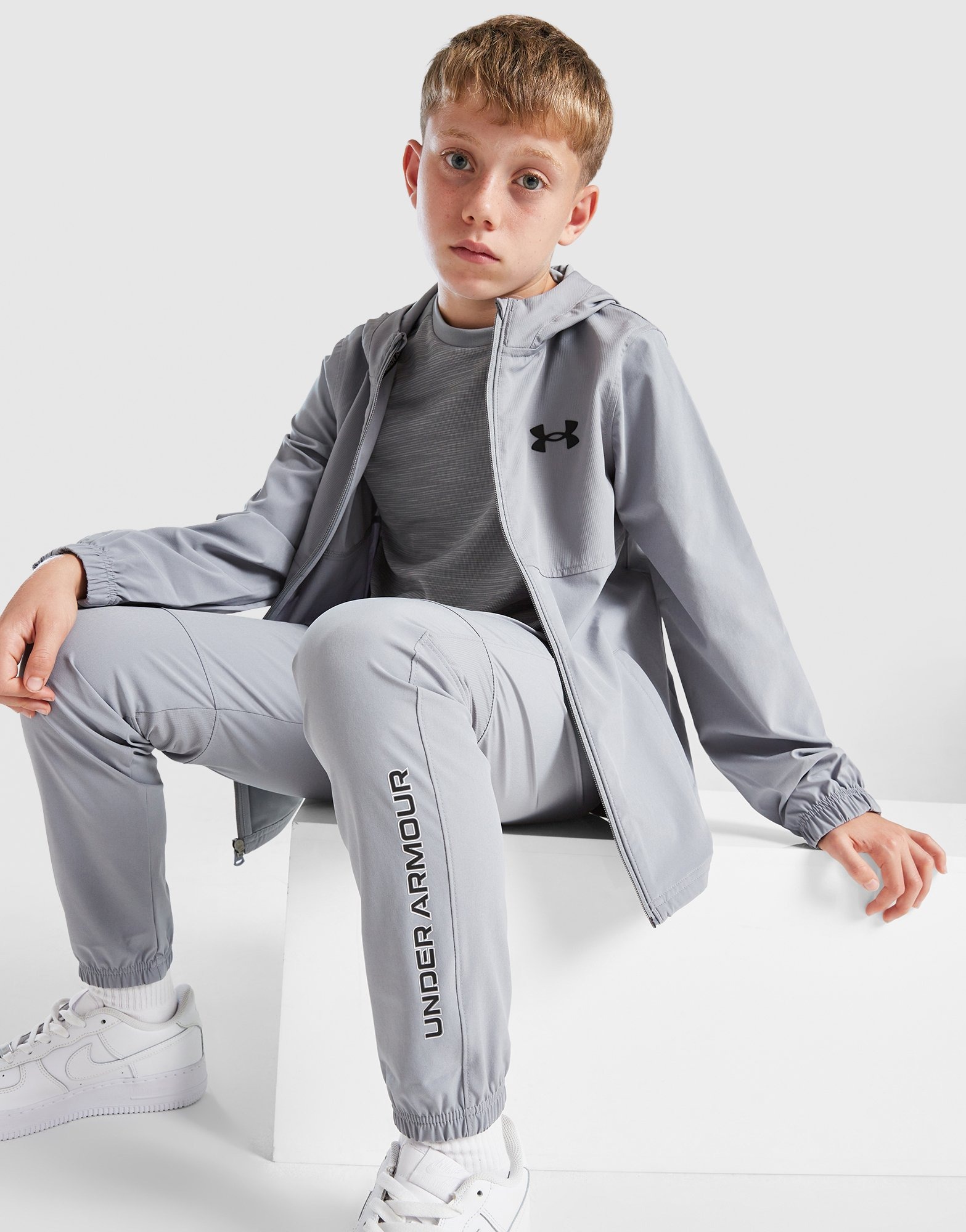 Grey Under Armour Wordmark Woven Track Pants Junior - JD Sports Australia