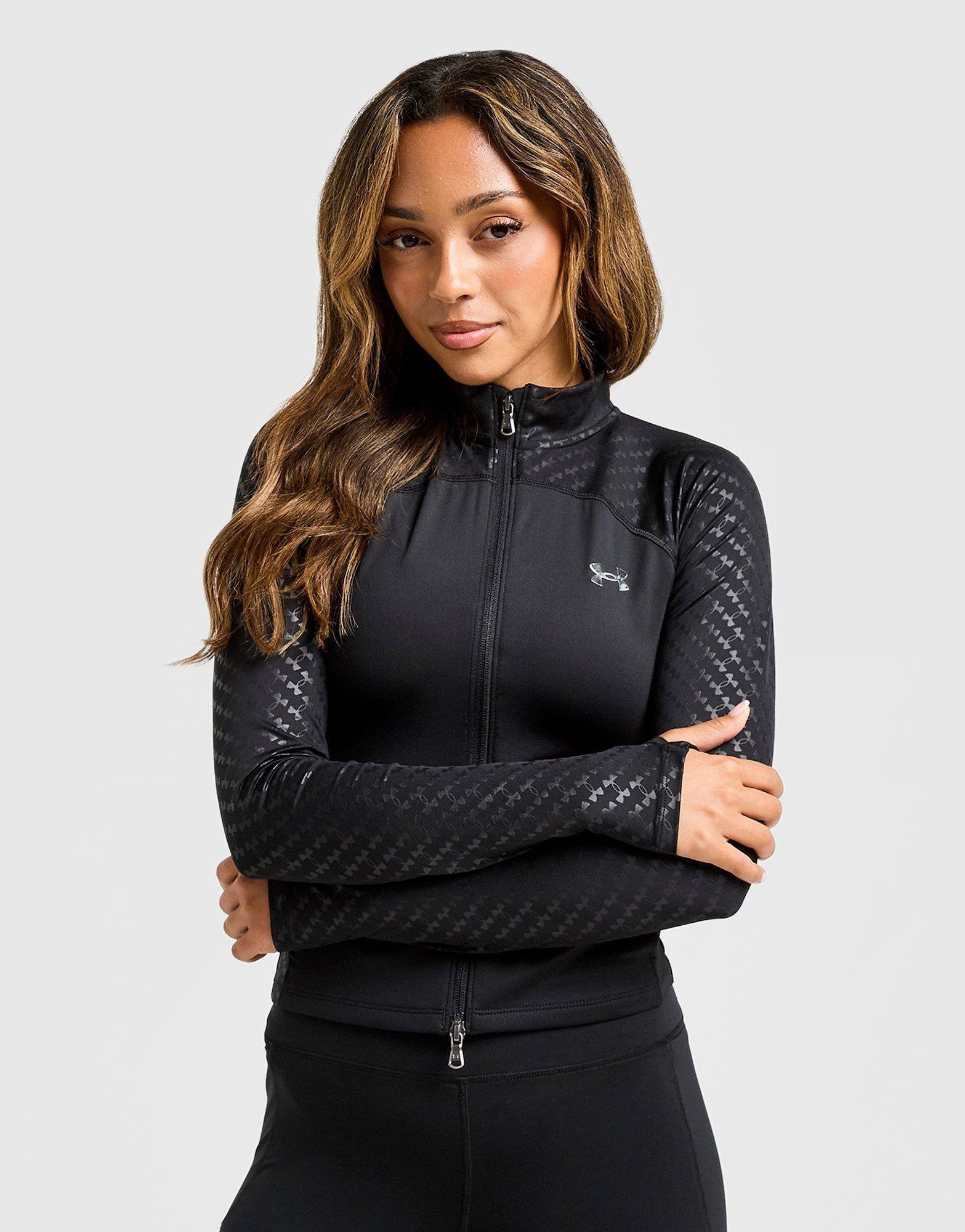 Black Under Armour Embossed Full Zip Track Top | JD Sports UK