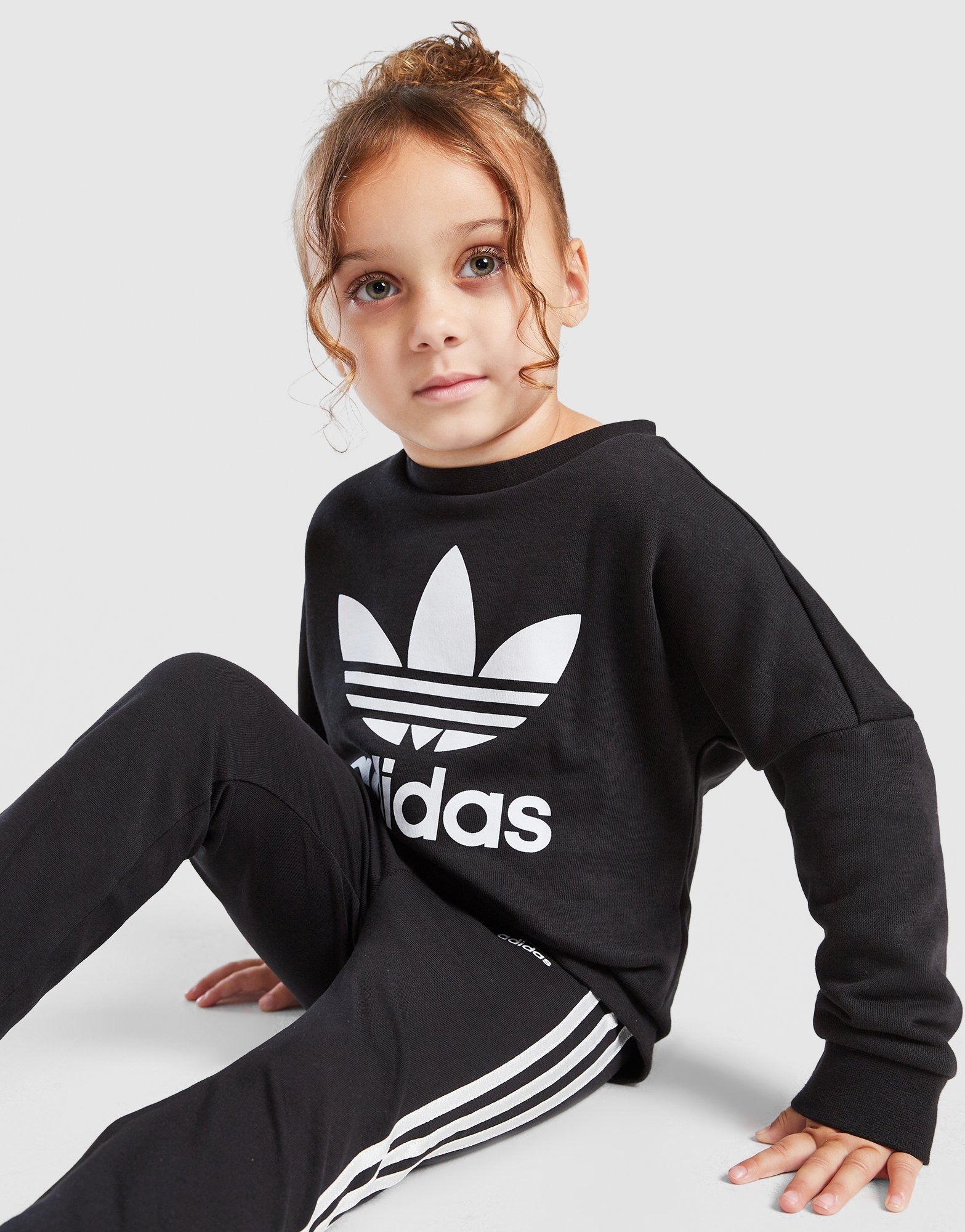 Zwart adidas Originals Girls' Trefoil Flare Crew Tracksuit Infant - JD ...