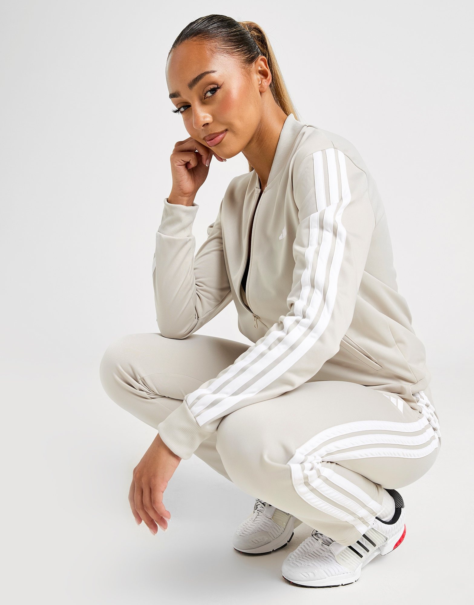 Beige adidas 3-Stripes Train Tracksuit | JD Sports