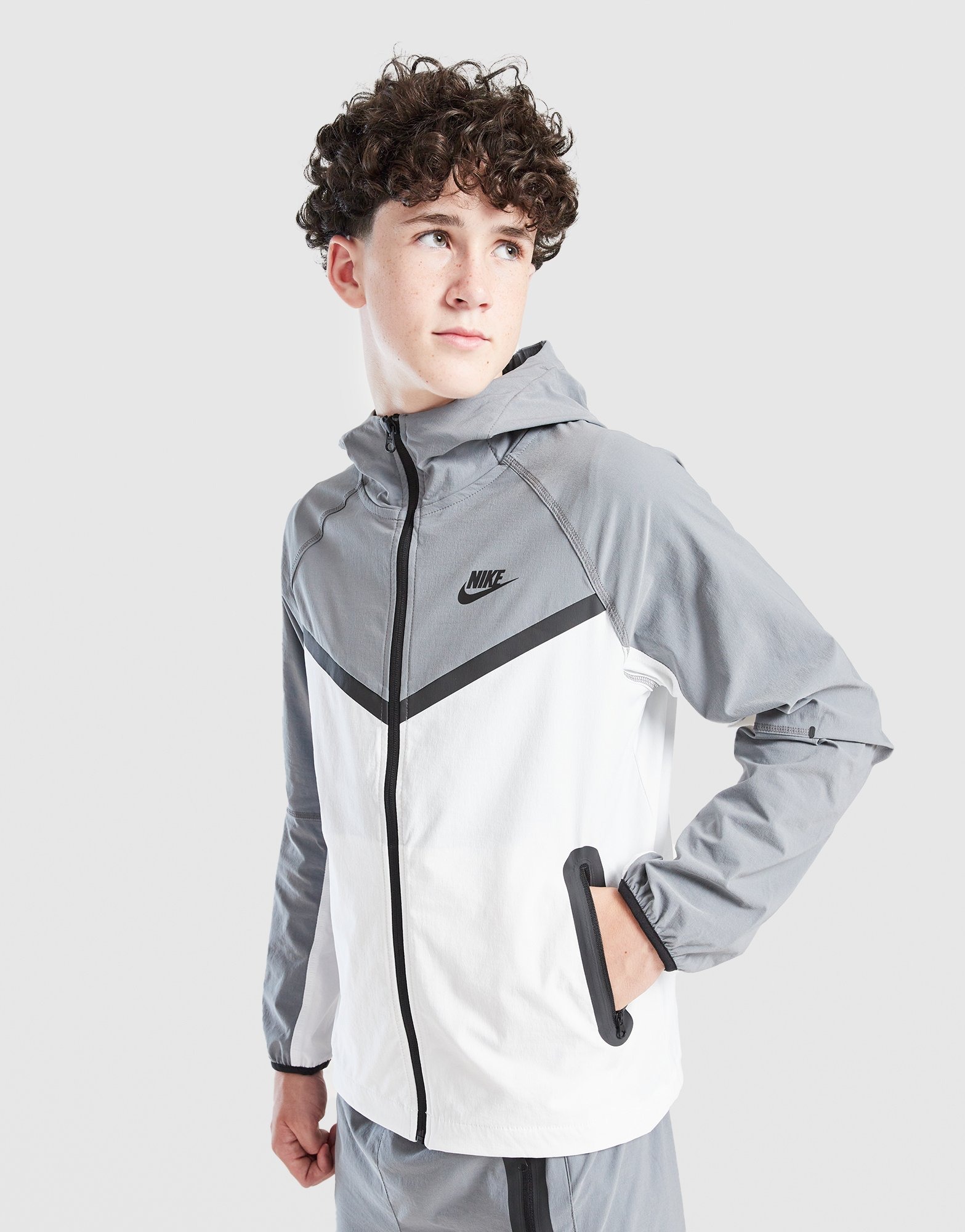 White Nike Tech Woven Full Zip Jacket Junior's - JD Sports Australia