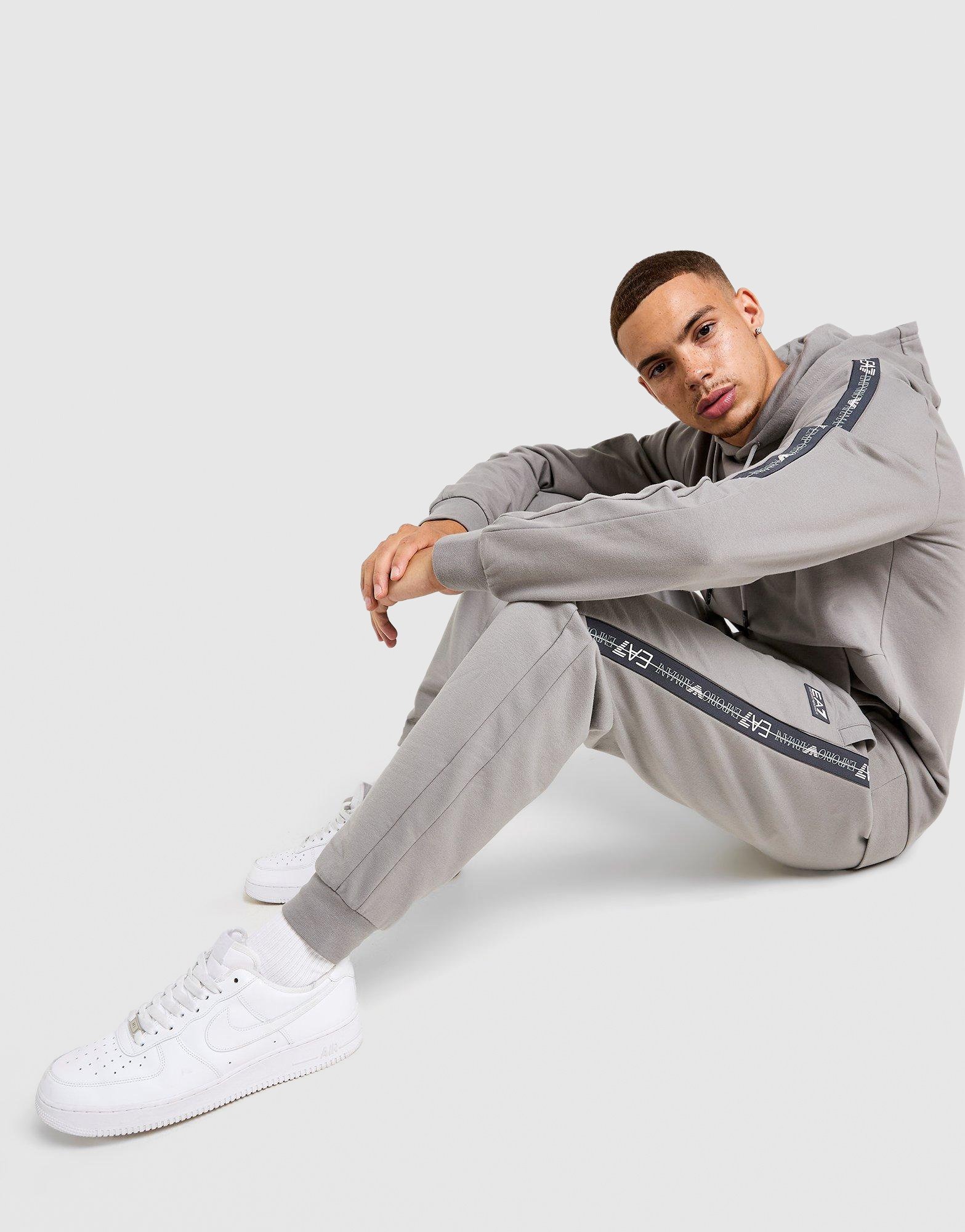 Grey EA7 Emporio Armani Tape Large Logo Joggers - JD Sports Global