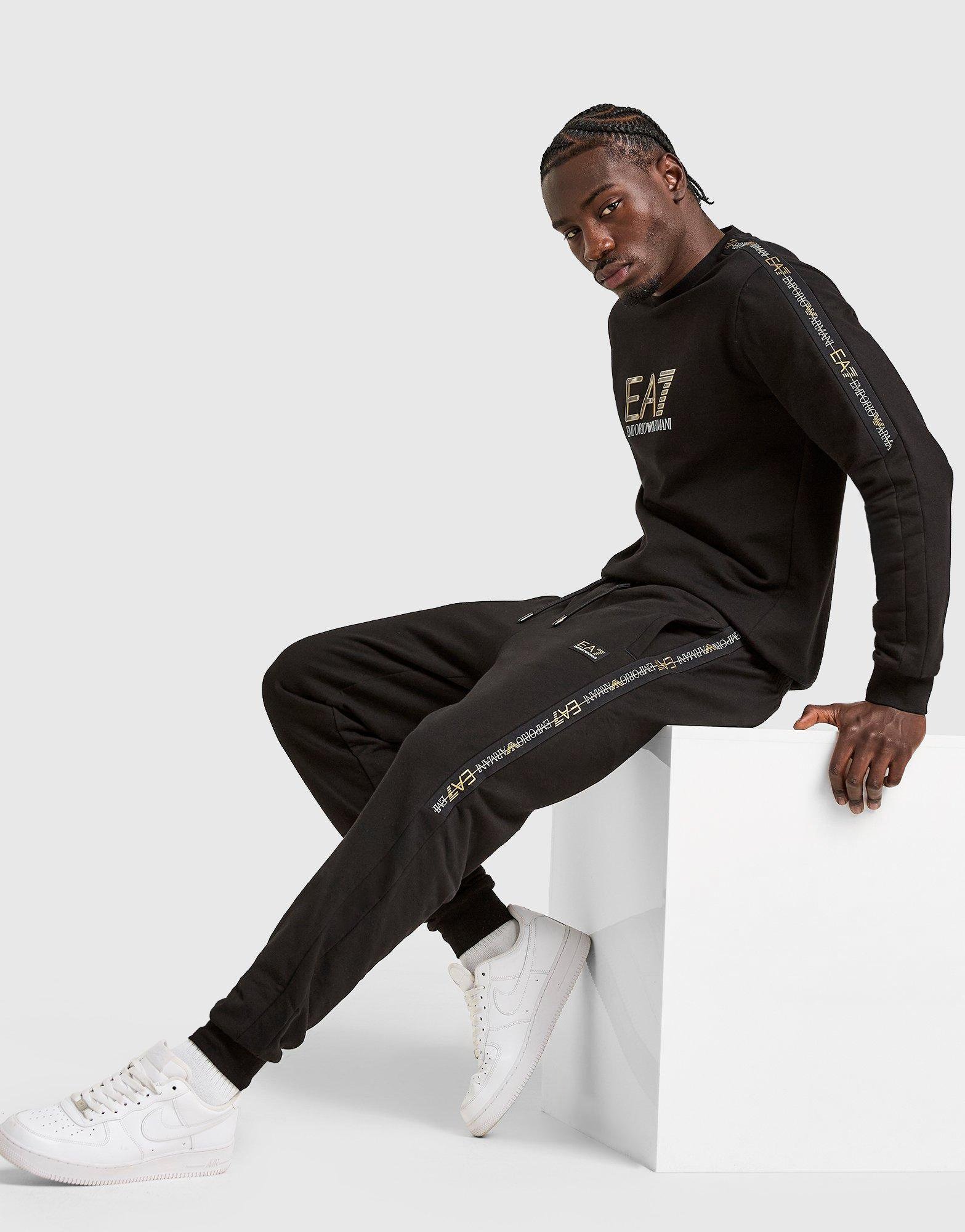 Black EA7 Emporio Armani Tape Joggers - JD Sports Global