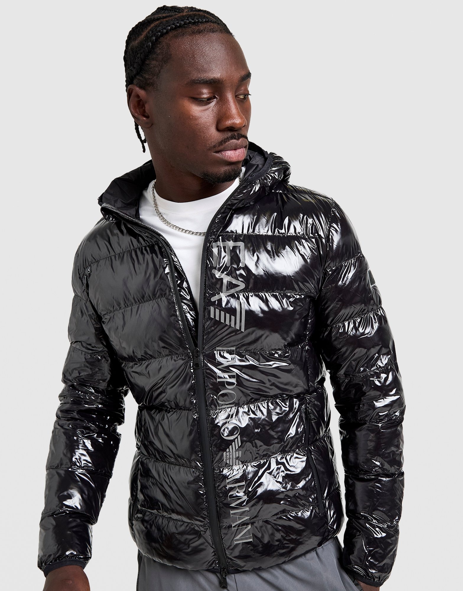 Black EA7 Emporio Armani Shiny Baffle Jacket - JD Sports Global