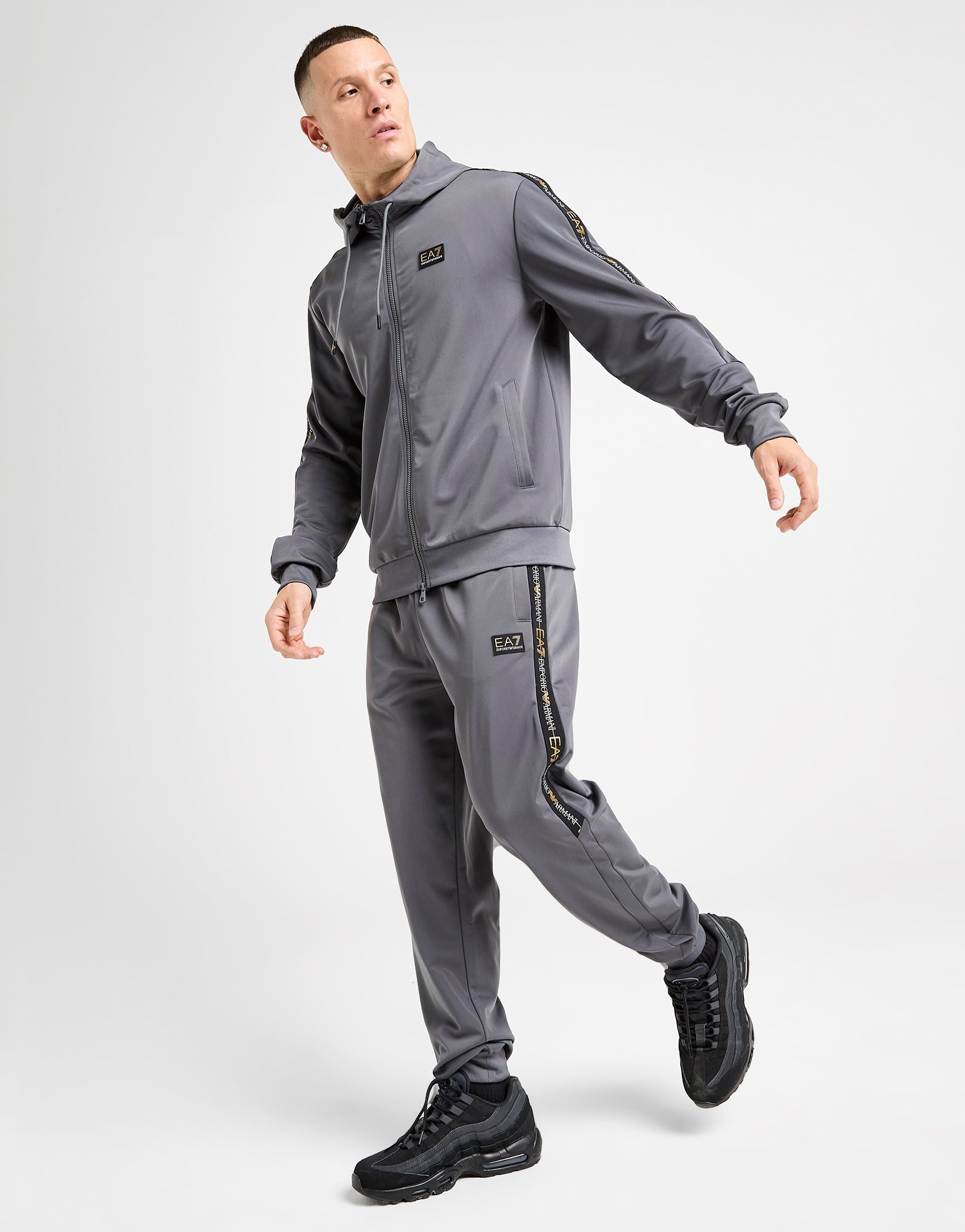 Grey EA7 Emporio Armani Poly Tape Tracksuit | JD Sports UK