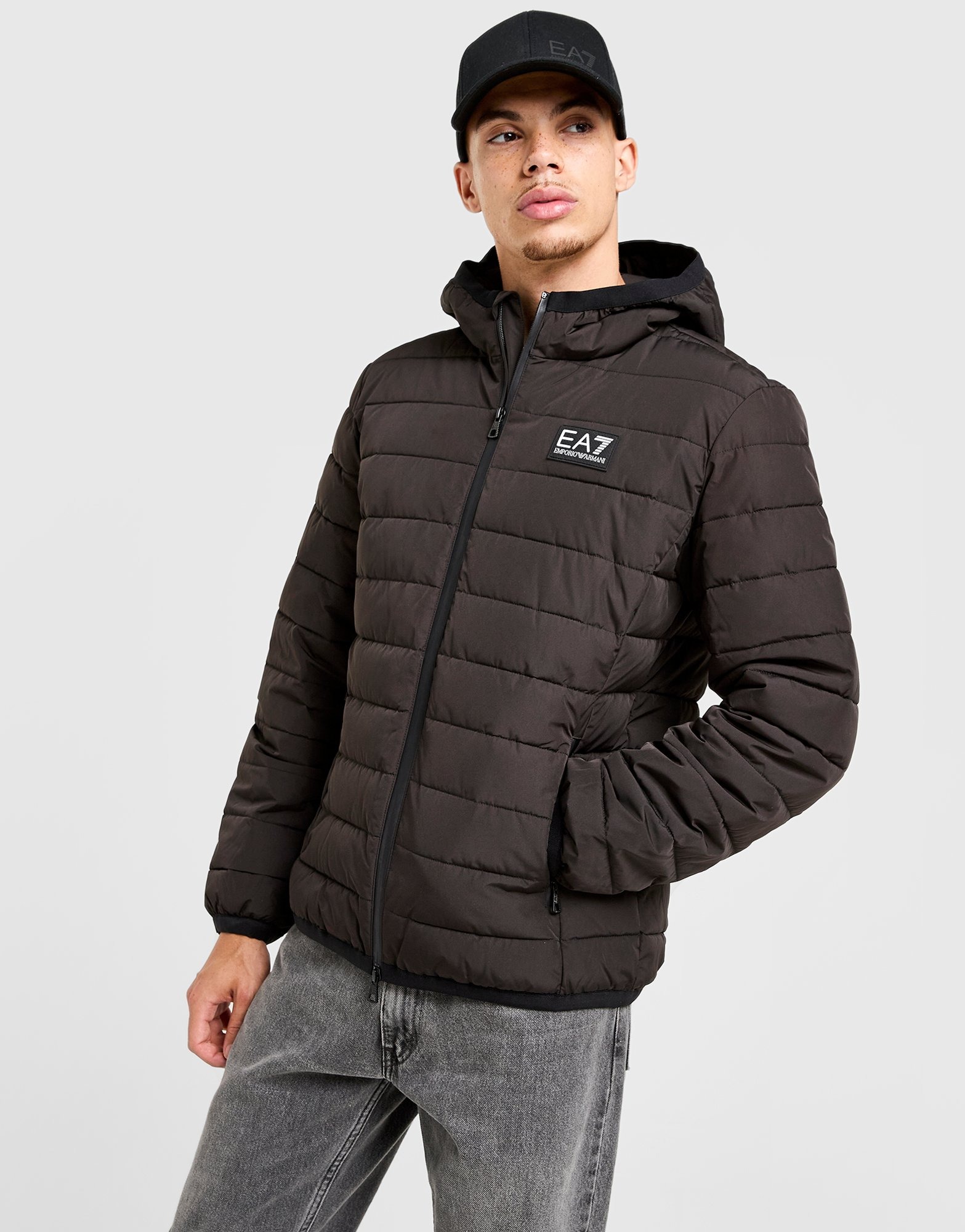 Black EA7 Emporio Armani Badge Baffle Jacket - JD Sports Global