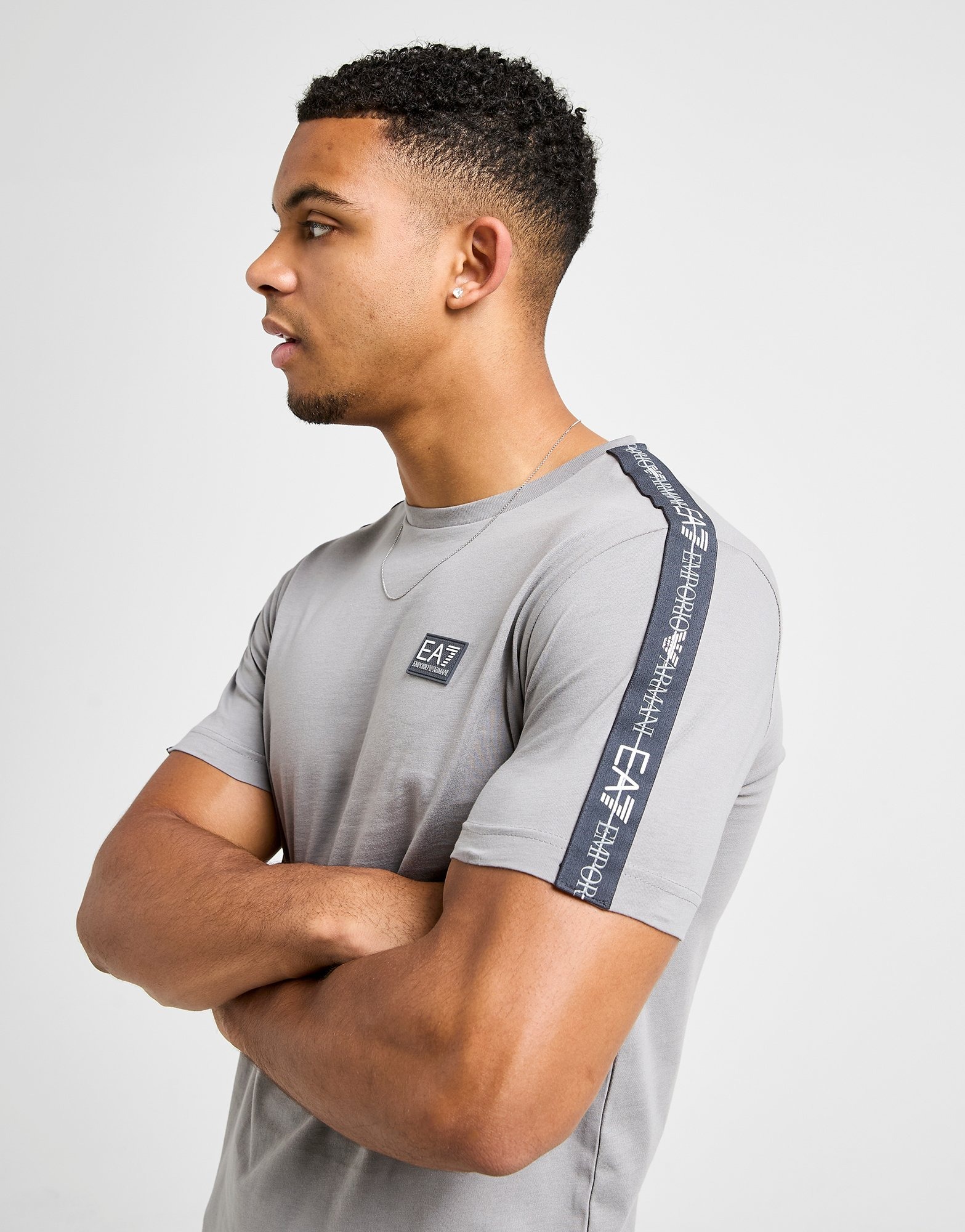 White EA7 Emporio Armani Tape Badge T-Shirt - JD Sports NZ