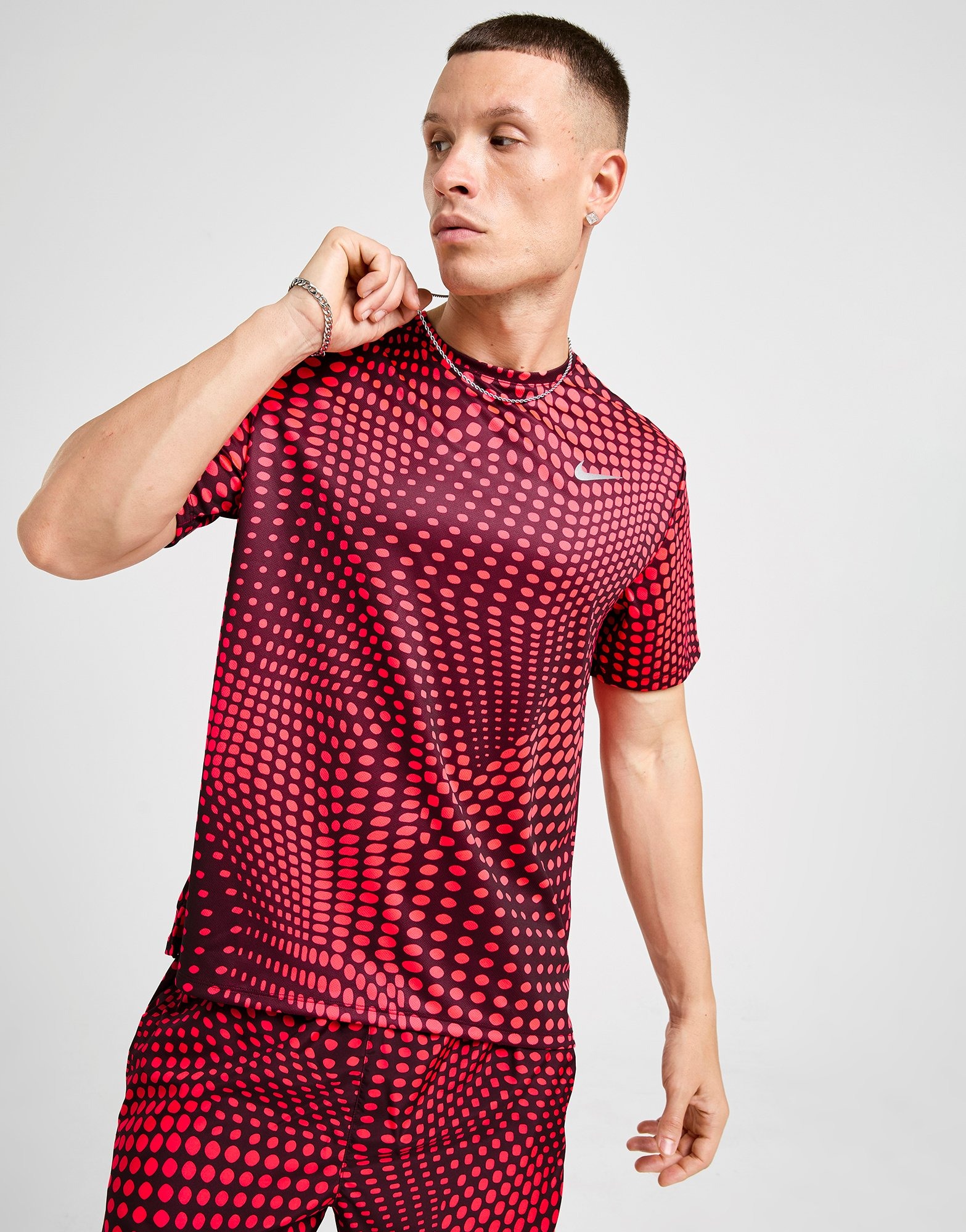 Red Nike Miler All Over Print T-Shirt | JD Sports UK
